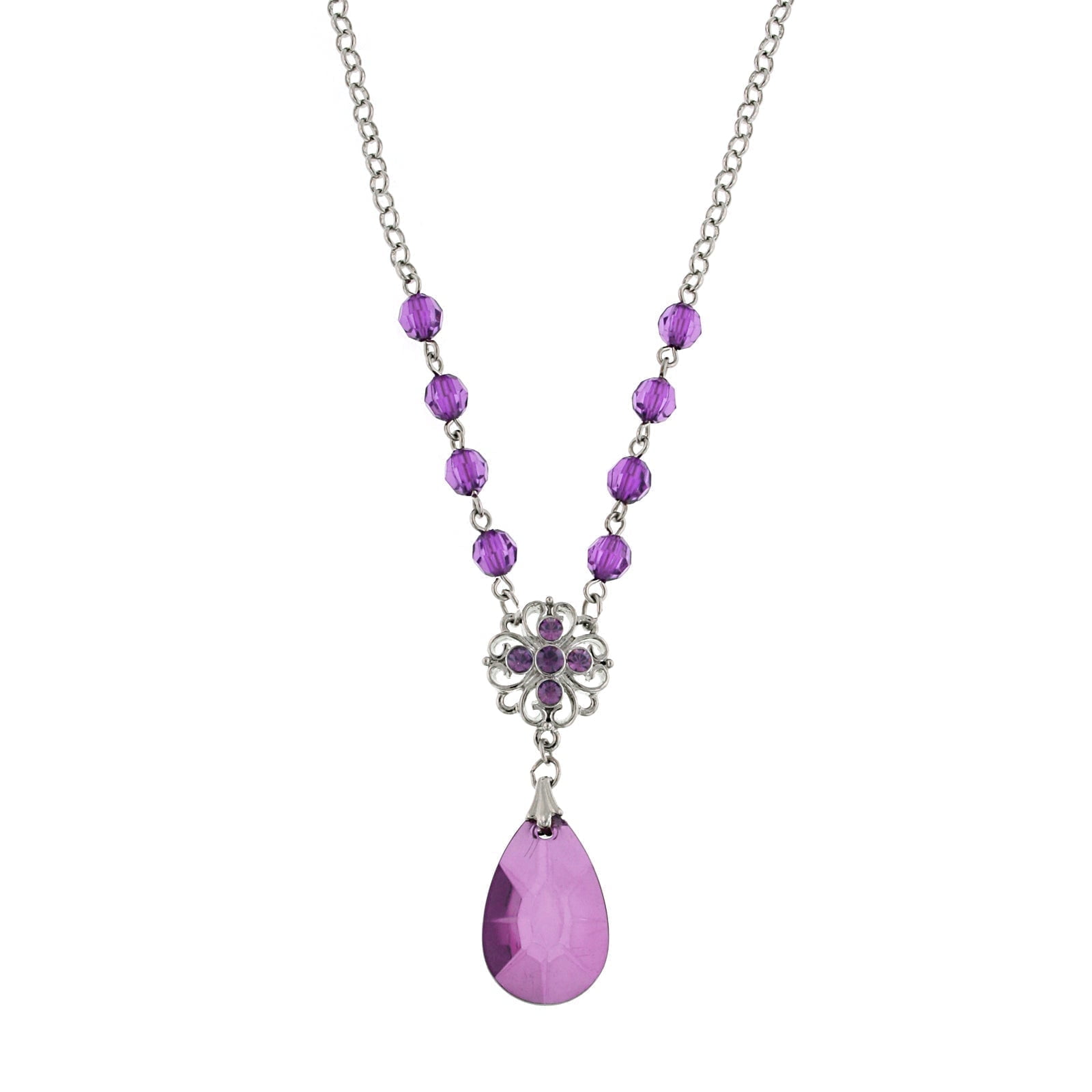 1928 Jewelry Amethyst Purple Briolette Teardrop Pendant Necklace For ...