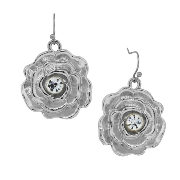 1928 Jewelry Two Tone Crystal Flower Drop Earrings - Walmart.com