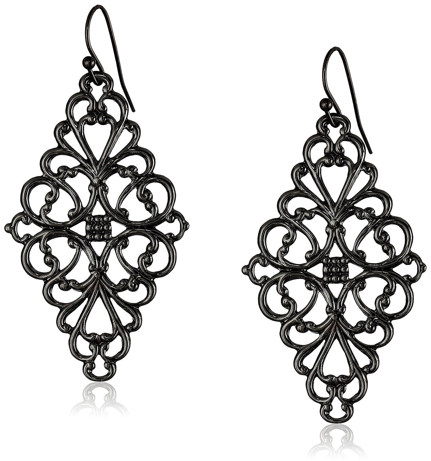 1928 Jewelry Filigree Black Diamond-Shape Drop Earrings - Walmart.com