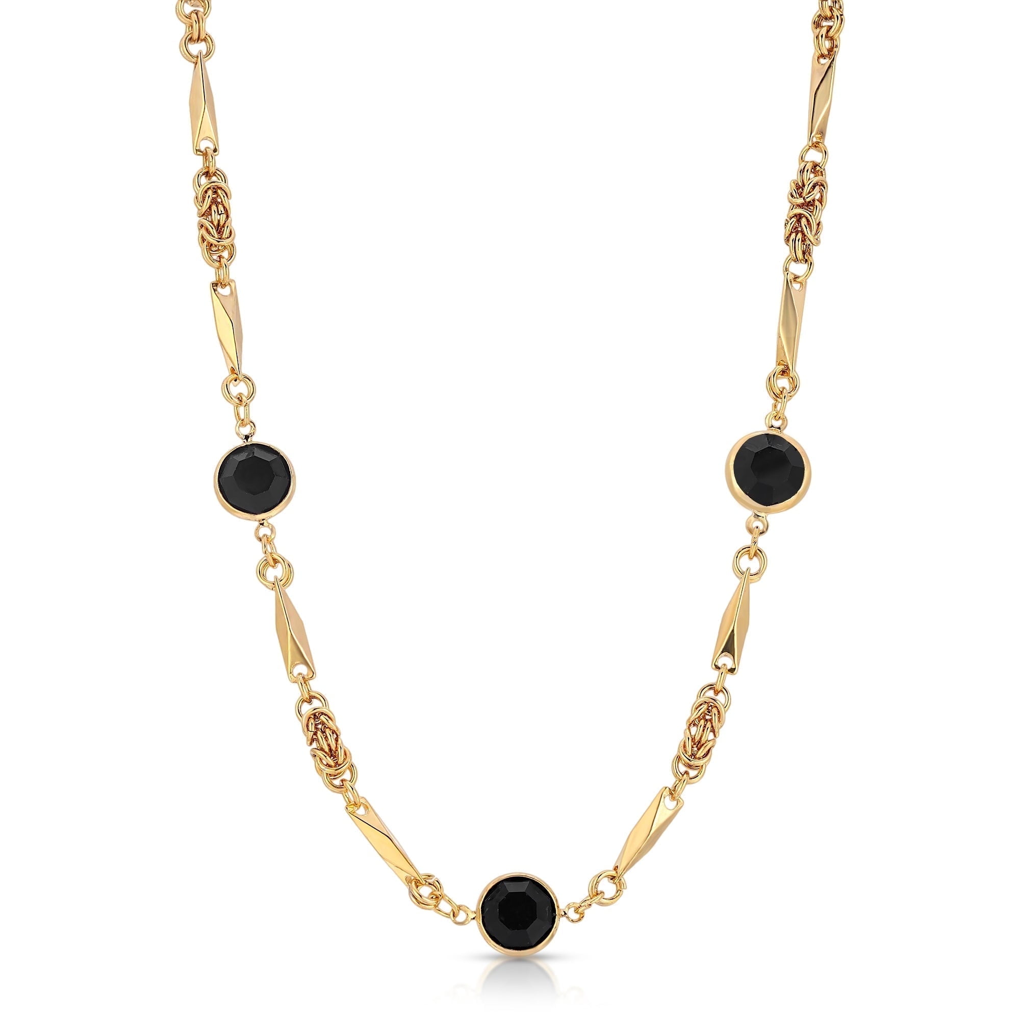 1928 Jewelry Jet Austrian Channel Crystal Fancy Necklace For Women, 16 ...