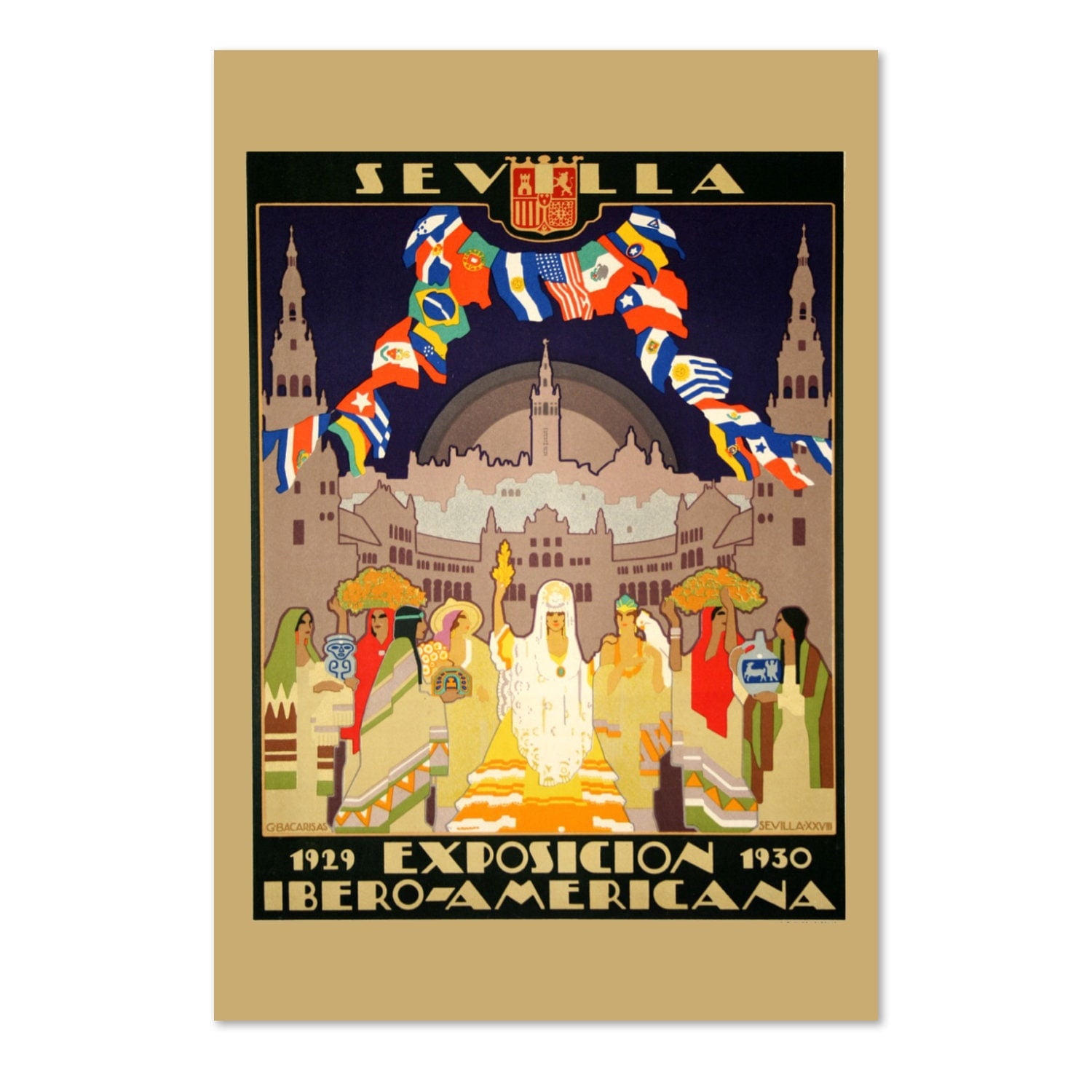 1929 Exposition Seville Spain Vintage Style Spanish Travel Poster ...