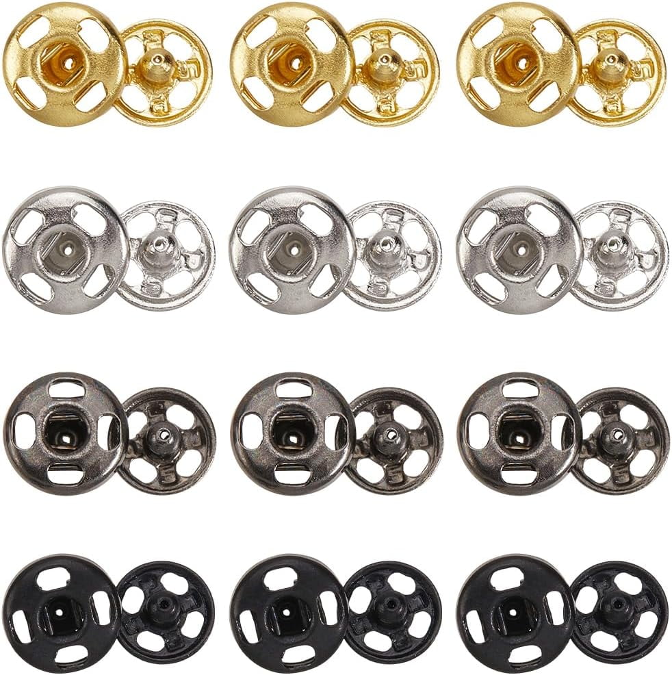 192PCS 4 Colors 6MM Gold Black Silver Gunblack Brass Snap Fastener ...