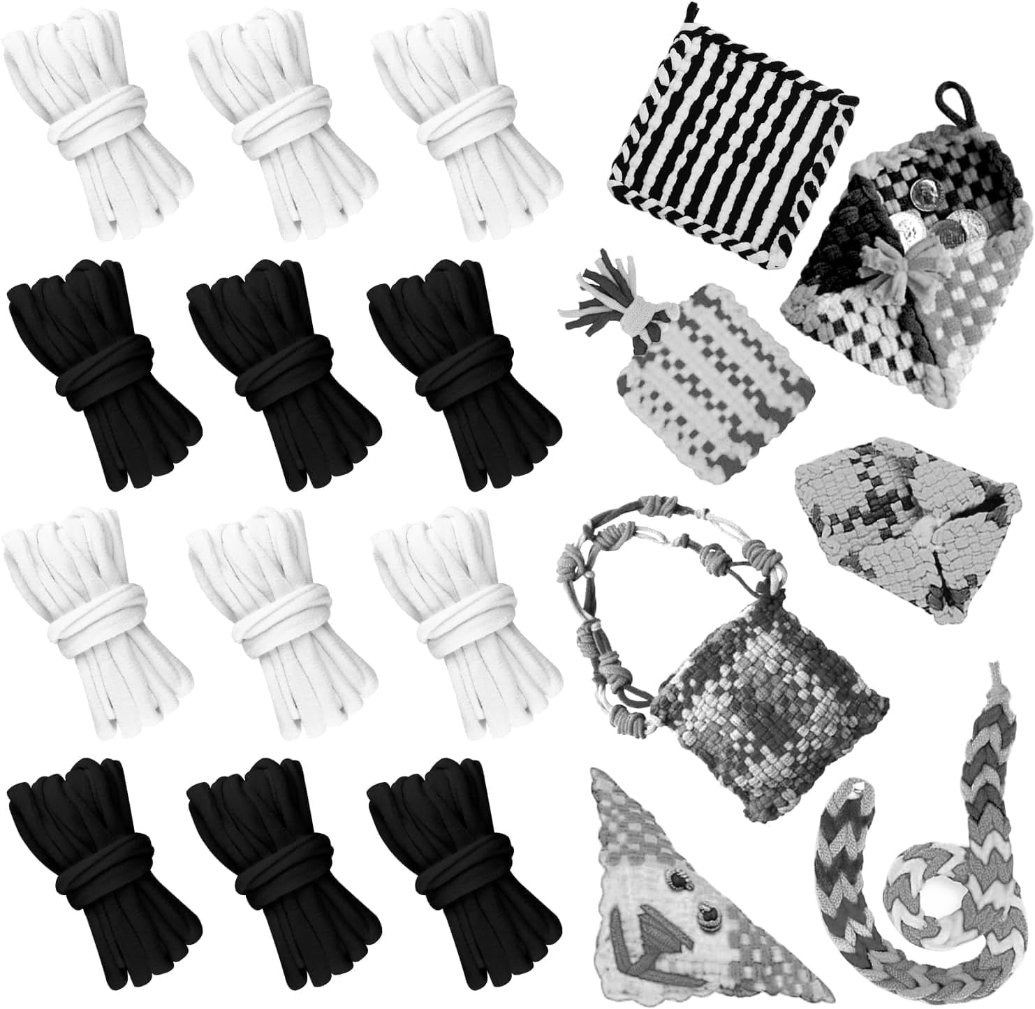 192Pcs Black & White Weaving Loom Loops Elastic Potholder Loops Weaving ...