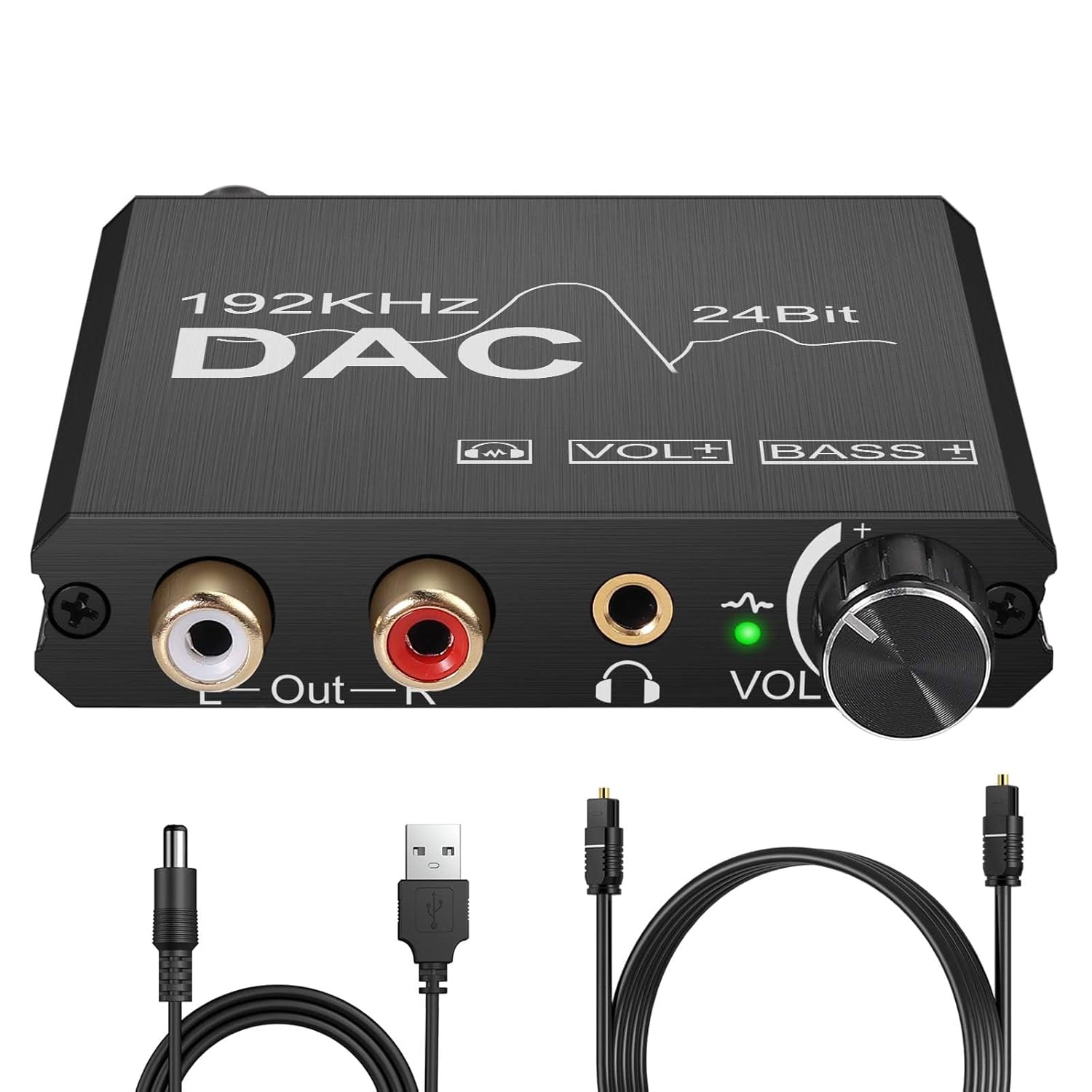 192kHz Digital to Analog Audio Converter with Bass Adjustment DAC ...