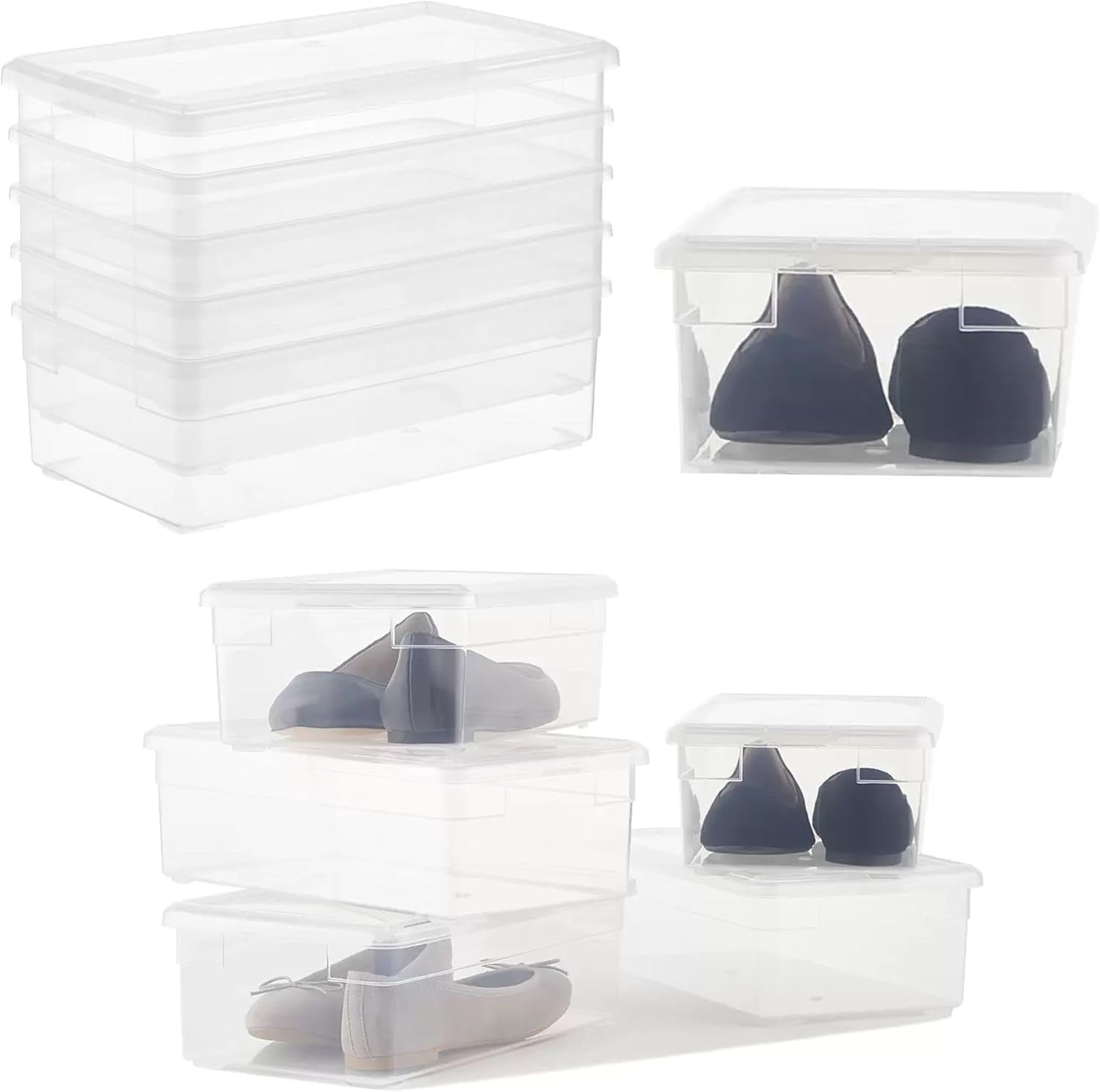 192oz Plastic Shoe Box Container + Lid, BPA-Free Plastic Organizer, See ...