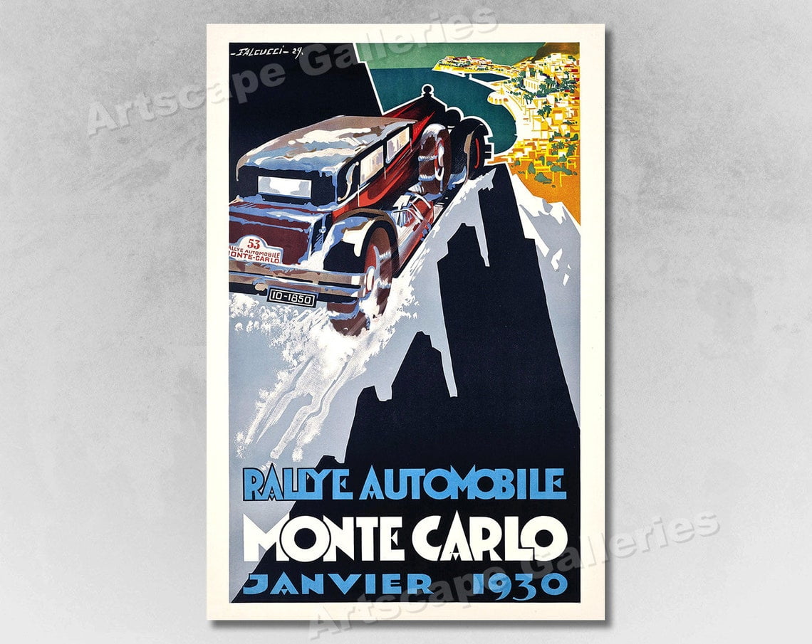 1930 Auto Rallye Automobile Monte Carlo Vintage Car Graphic, Unframed ...