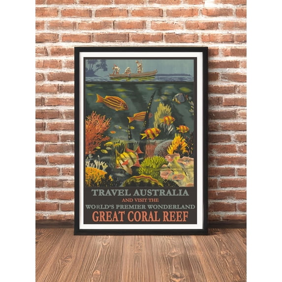 1930S Barrier Reef Vintage Australian Ocean Travel Poster , Poster ...