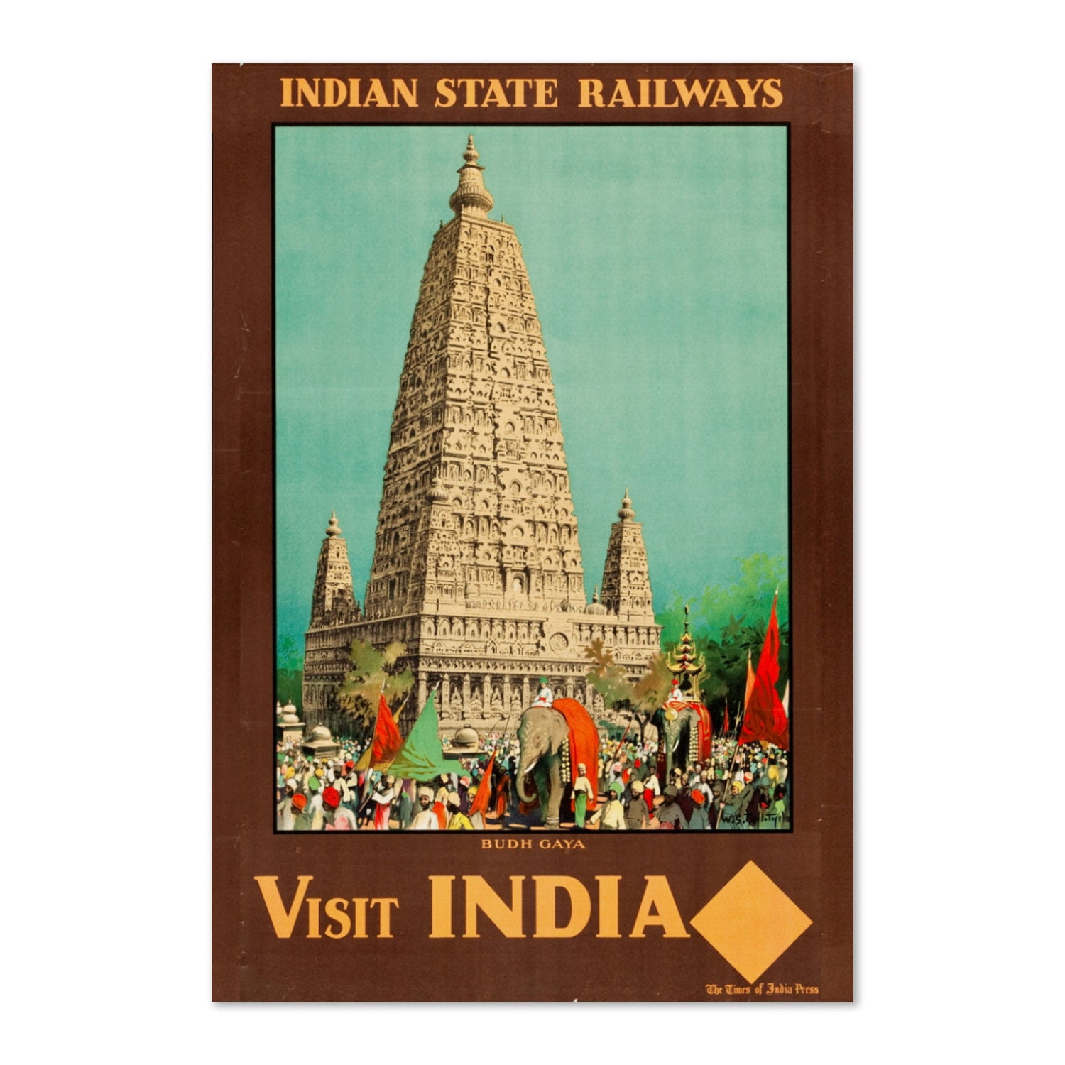 1930S Visit India Indian State Railways Vintage Travel Poster Classic ...