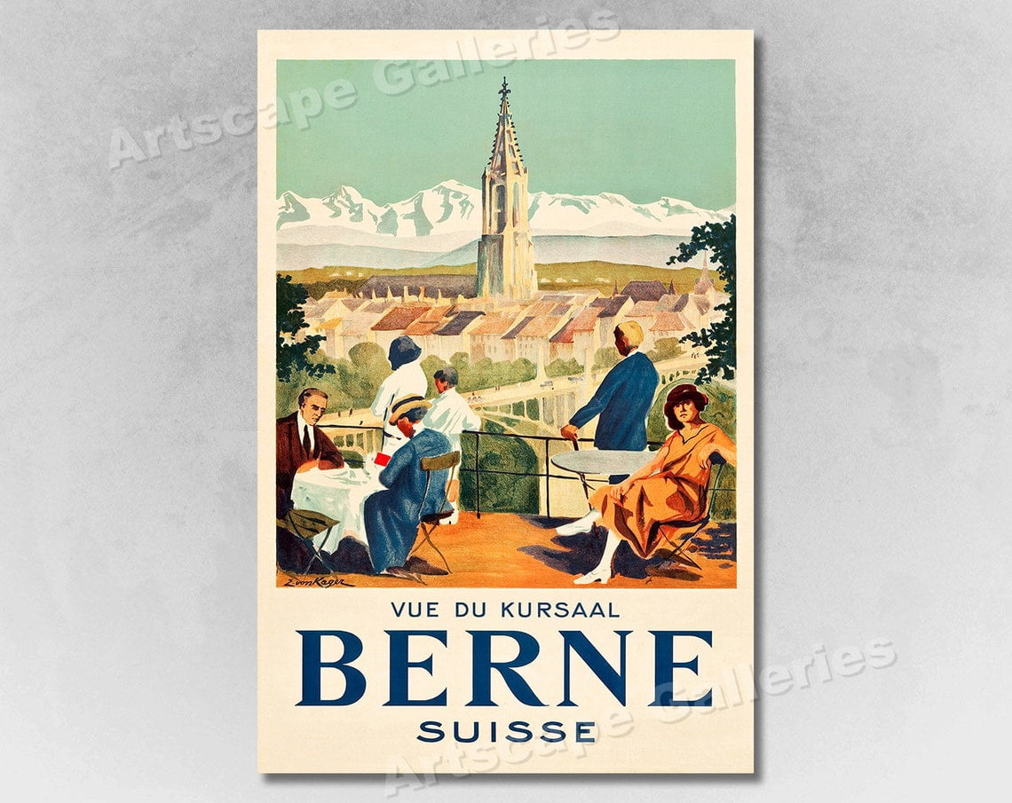 1930s Berne Suisse Vintage Style Switzerland Travel, Stretched Canvas ...