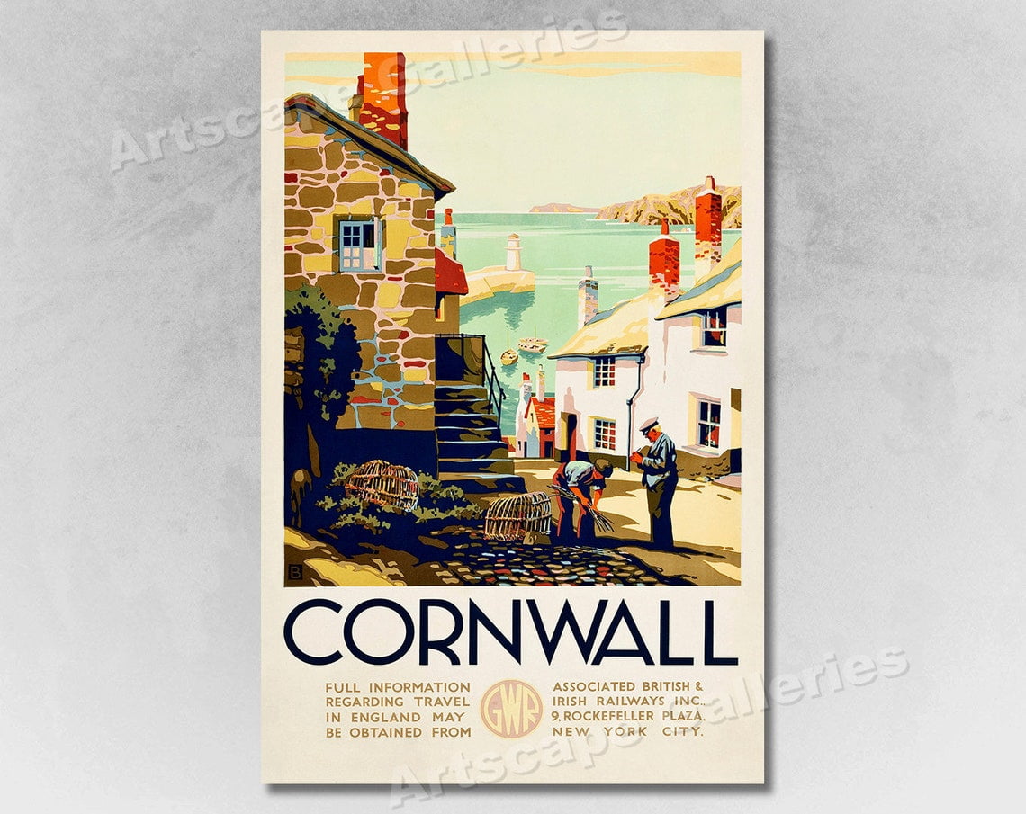 1930s Cornwall England Vintage Style UK Travel, Unframed Poster ...