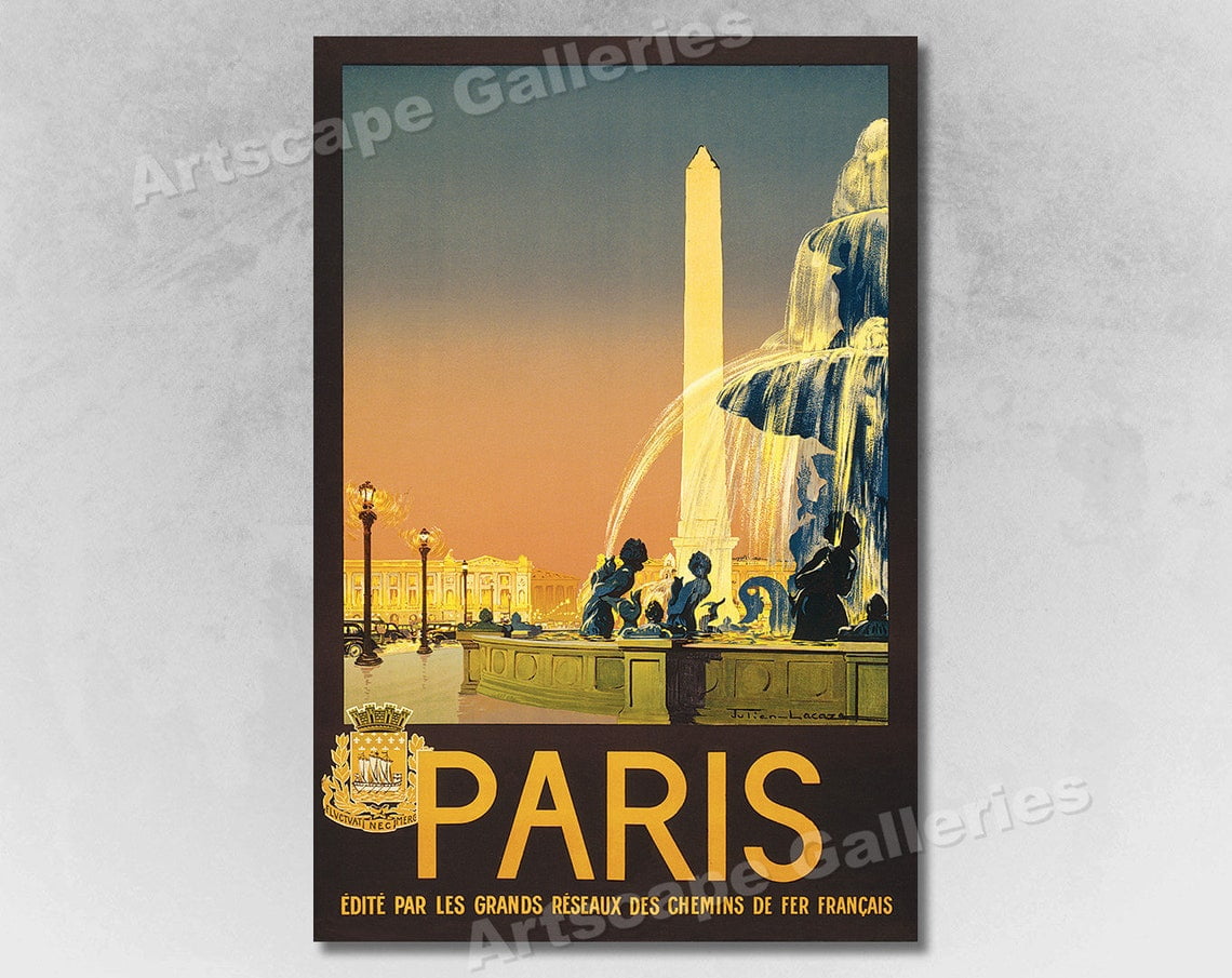 1930s Paris France Concorde Vintage Style Travel, Unframed Canvas ...