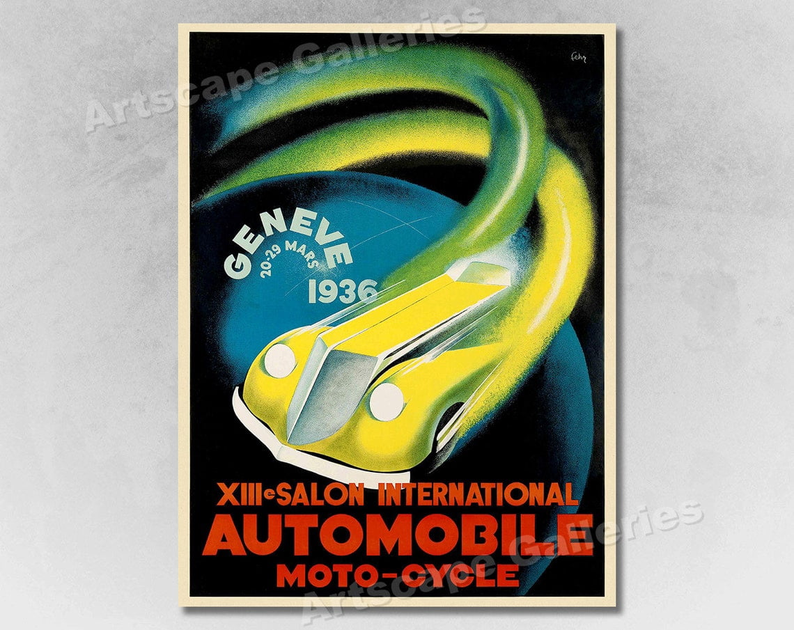 1930s Vintage Classic Racing Geneve Salon International, Unframed ...