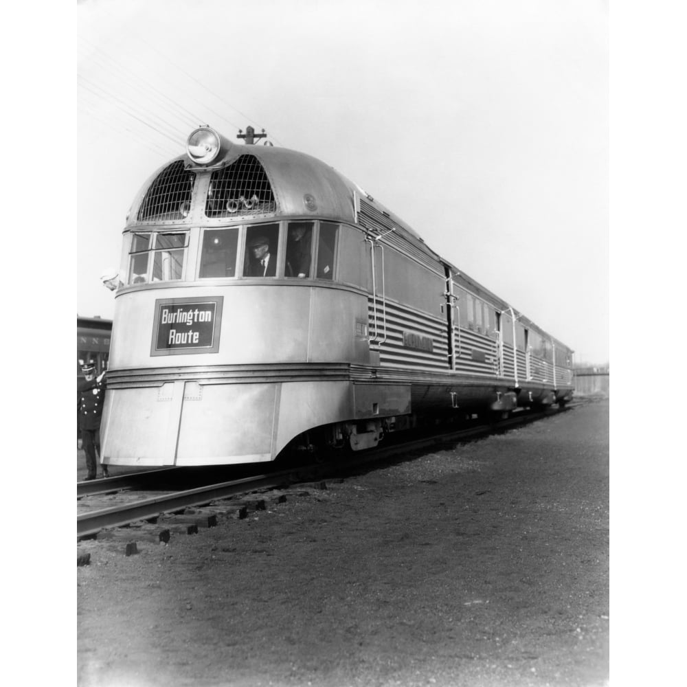 1930s Zephyr Train Engine Cars In Perspective Burlington Route Railroad ...