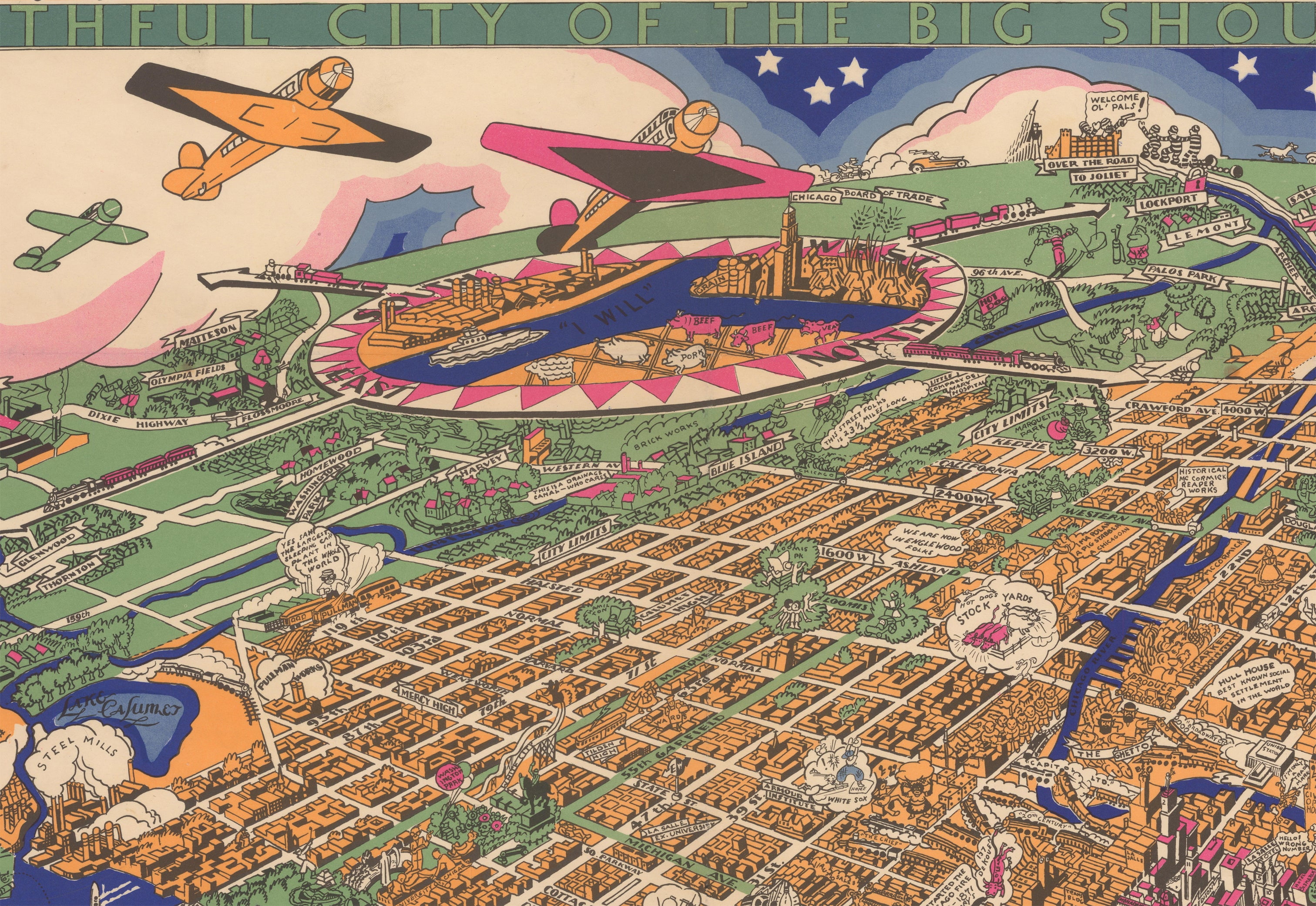 1931 An Illustrated Map of Chicago... - Walmart.com