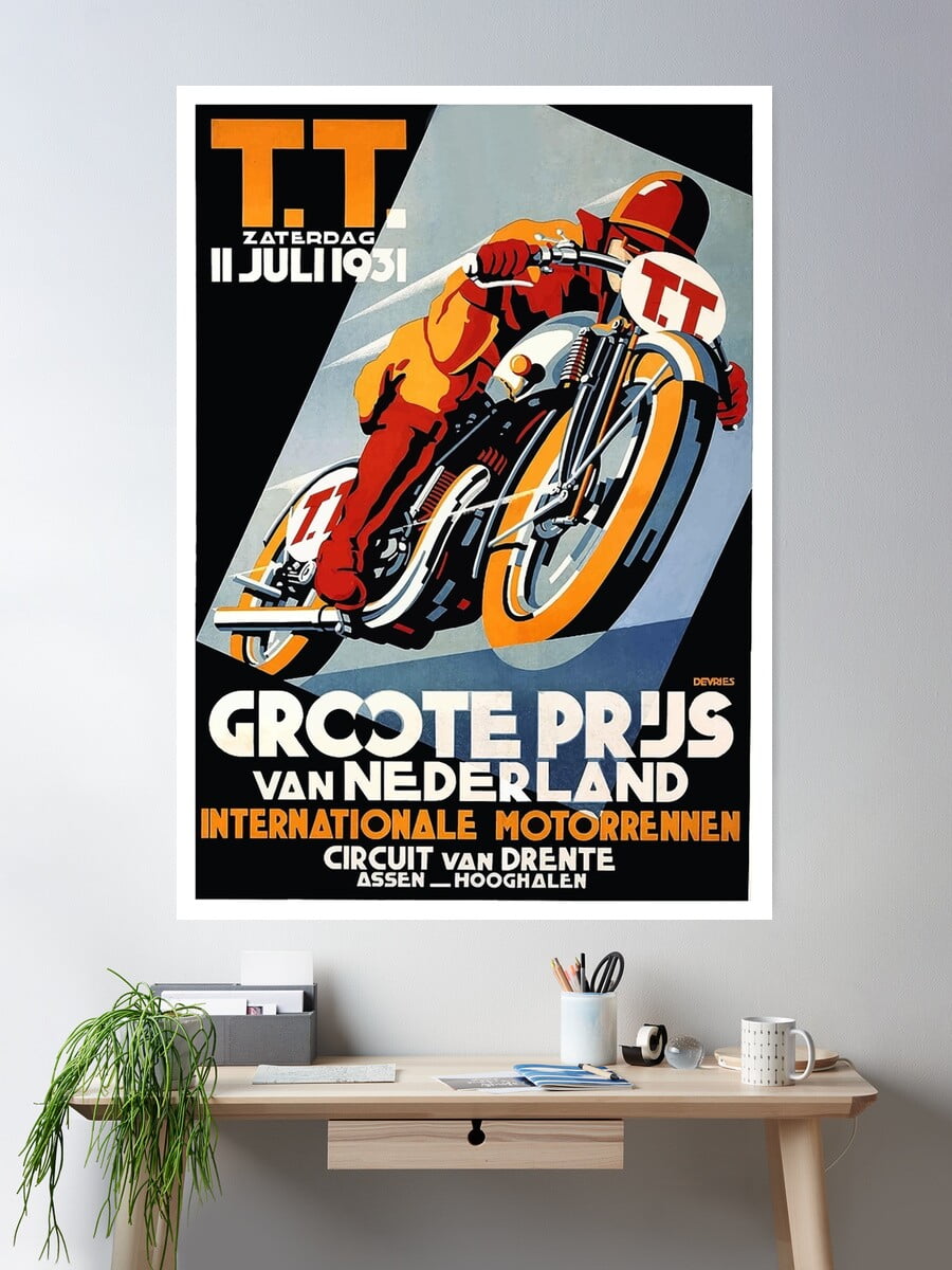1931 Netherlands Motorcycle Race Poster Poster Wall Art, Modern Wall ...