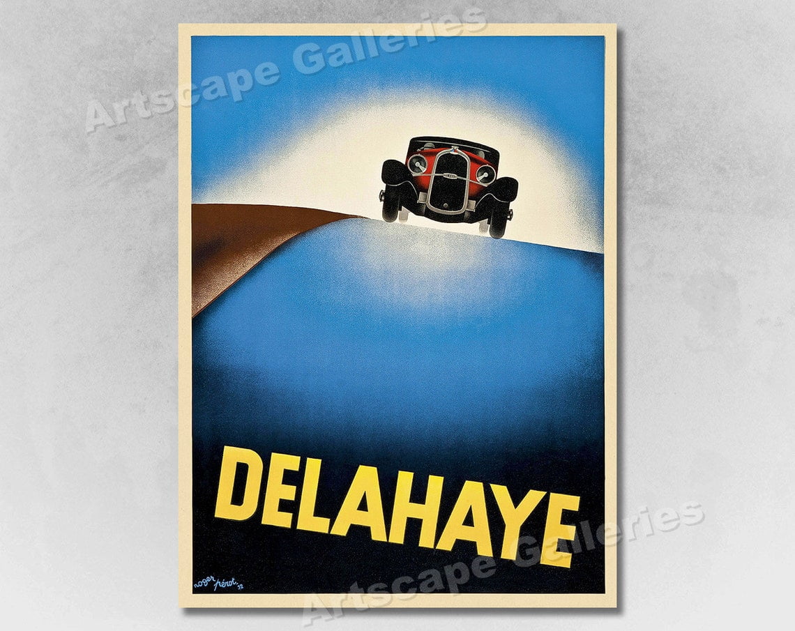 1932 Delahaye French Auto Vintage Style Advertising, Unframed Canvas ...