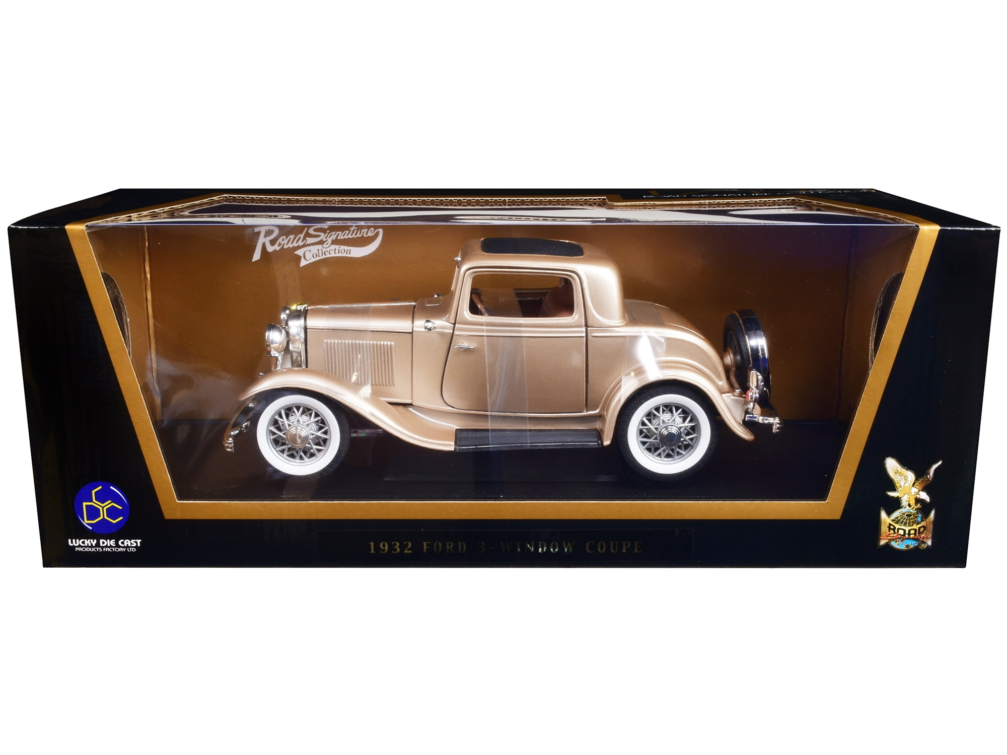 1932 Ford 3 Window Coupe Gold 1/18 Diecast Model Car by Road Signature ...