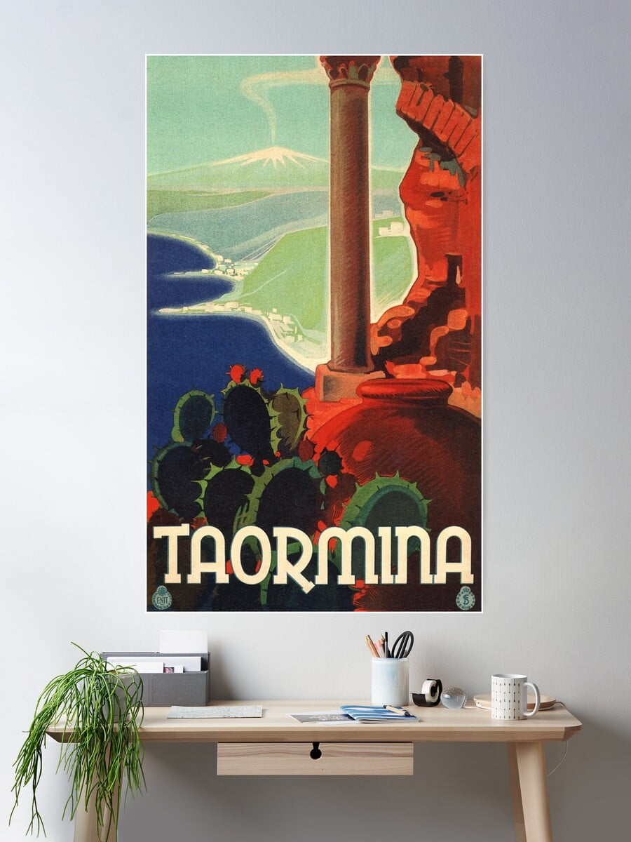 1933 Taormina Italy Travel Poster Poster Wall Art, Modern Wall Decor ...