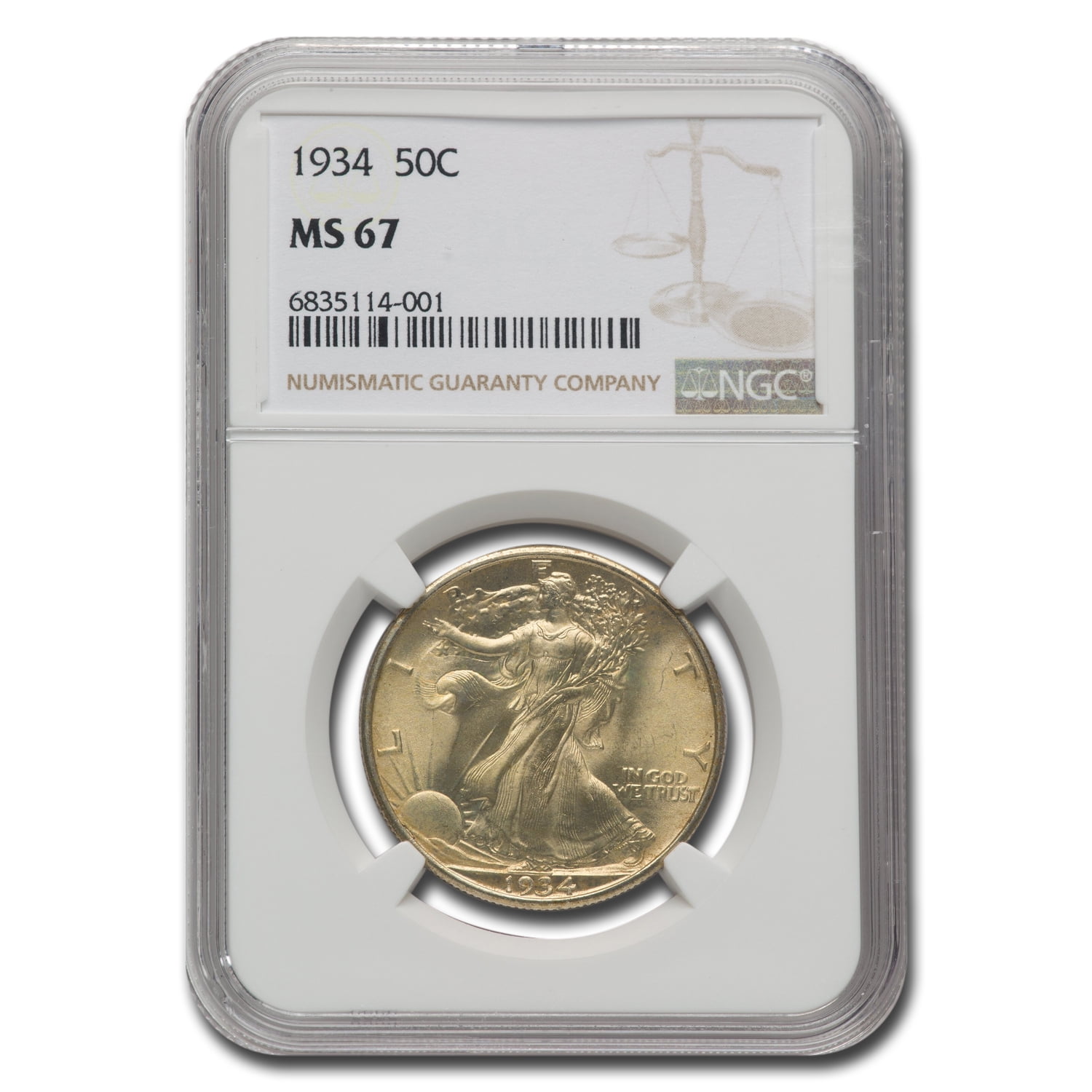 1934 Walking Liberty Half Dollar MS-67 NGC - Walmart.com