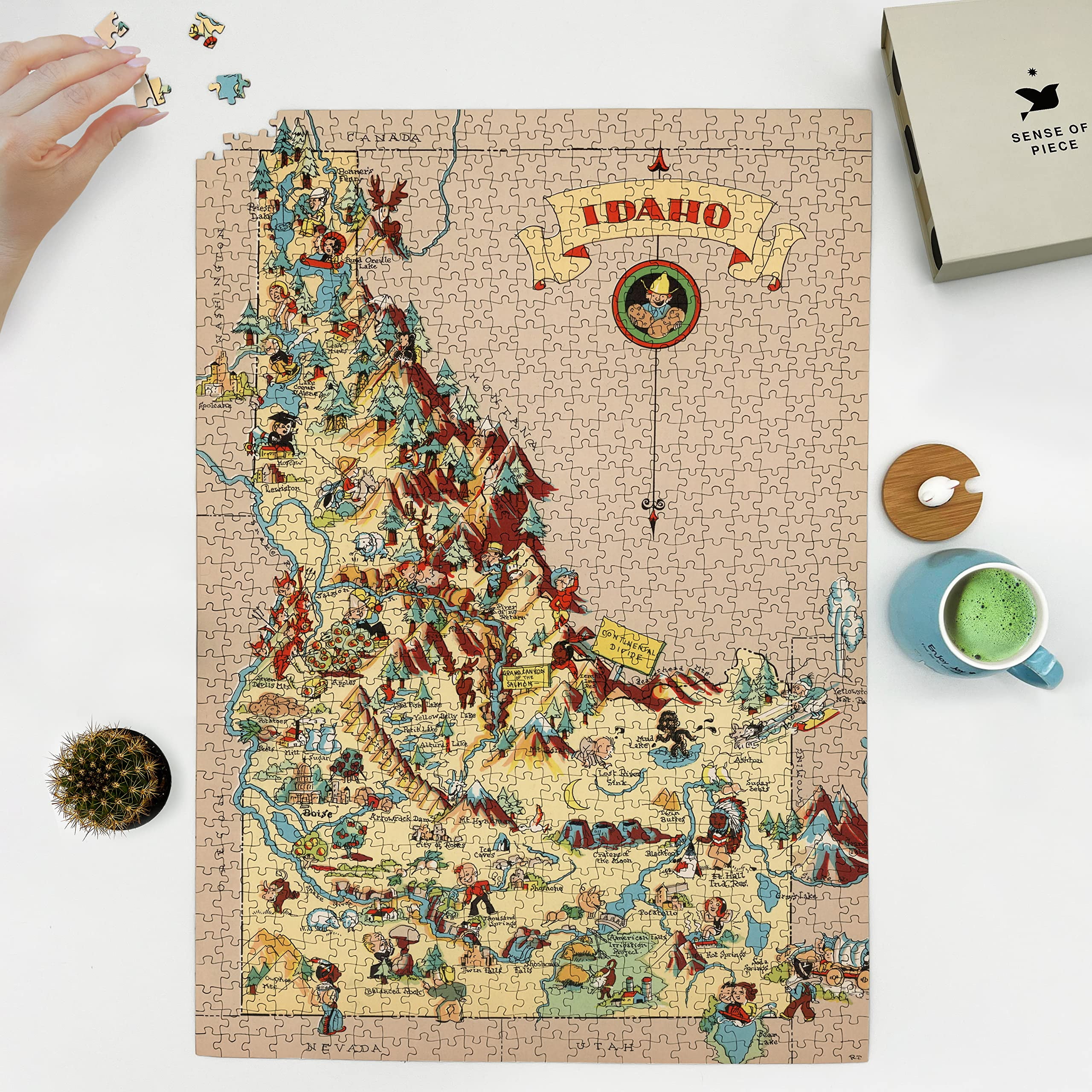 1935 Map of Idaho DHF10 | 1000 Piece Jigsaw Puzzle for Adults | Jigsaw ...