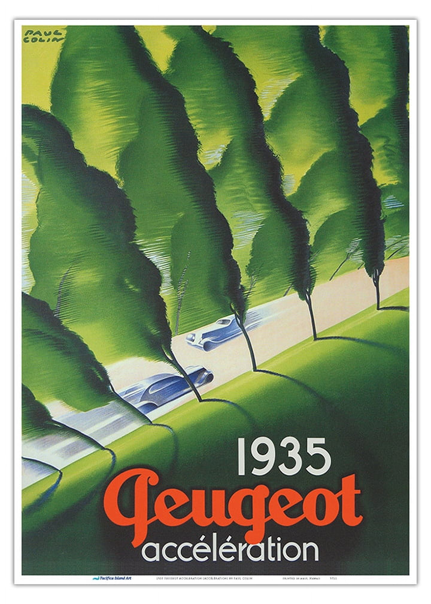 1935 Peugeot Acceleration (Accélération) - Vintage Automobile Poster by ...