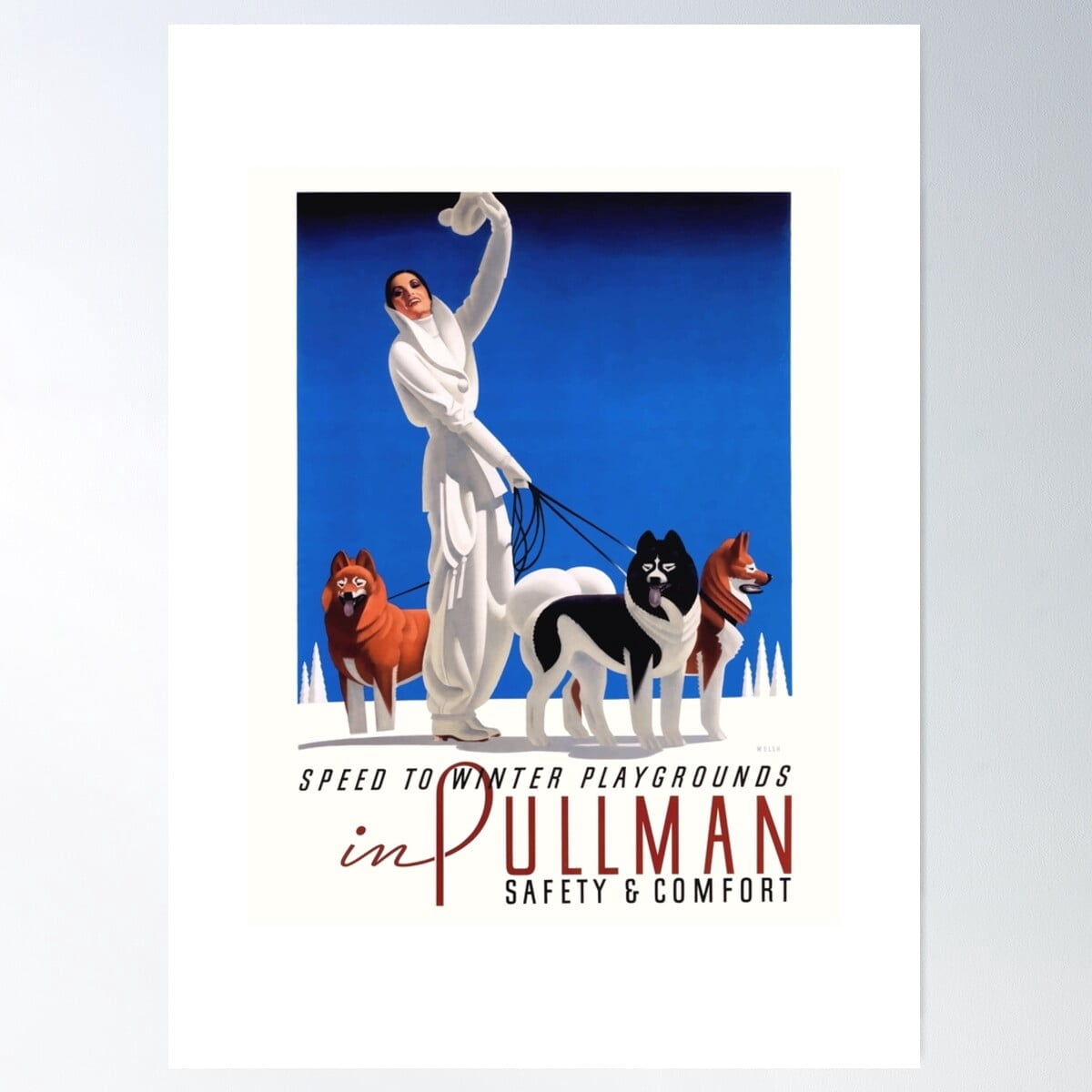 1935 Pullman Speed To Winter Playgrounds Train Travel Poster Wall Art ...