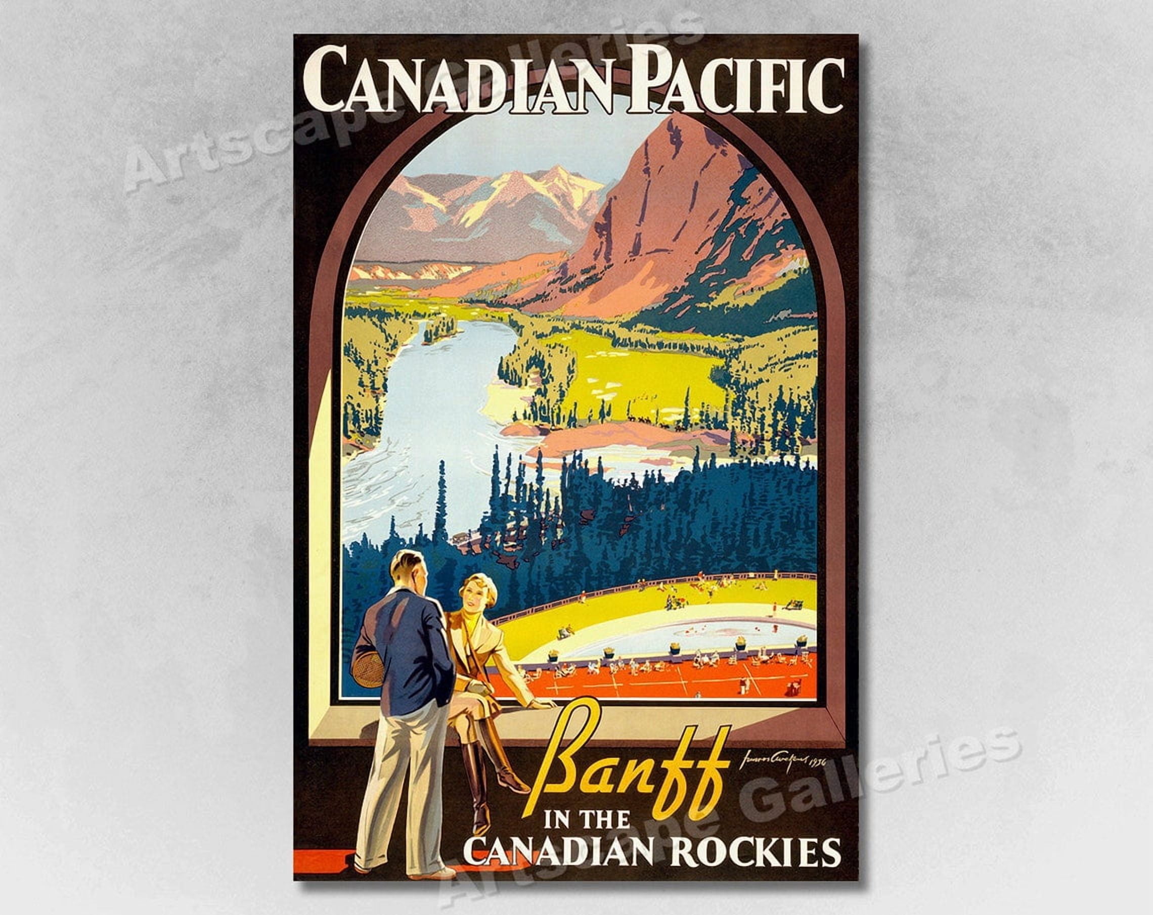 1936 Banff National Park Pacific Vintage Style Travel, Stretched Canvas ...