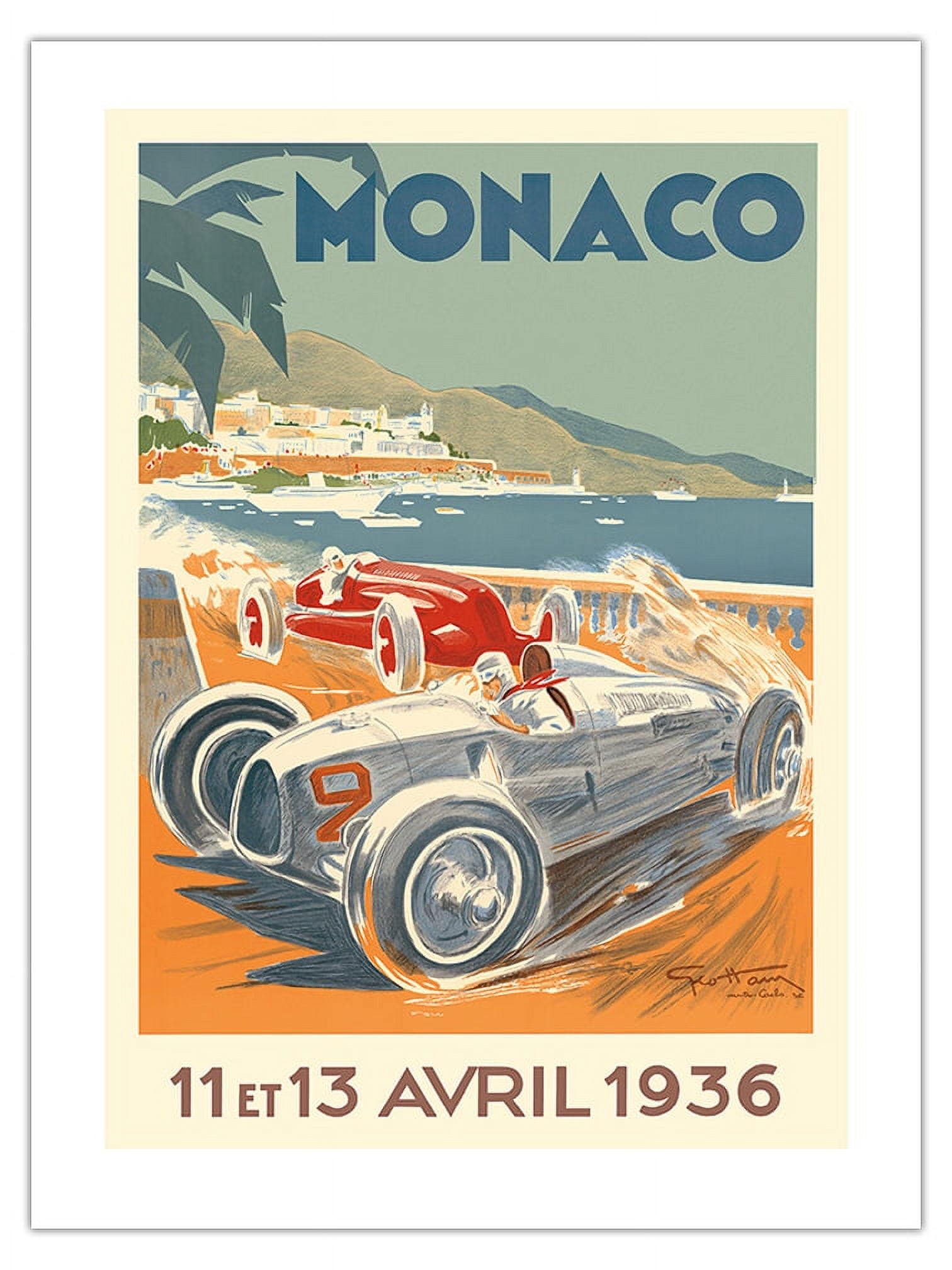 1936 Monaco Grand Prix - Vintage Car Racing Poster by Géo Ham (Georges ...