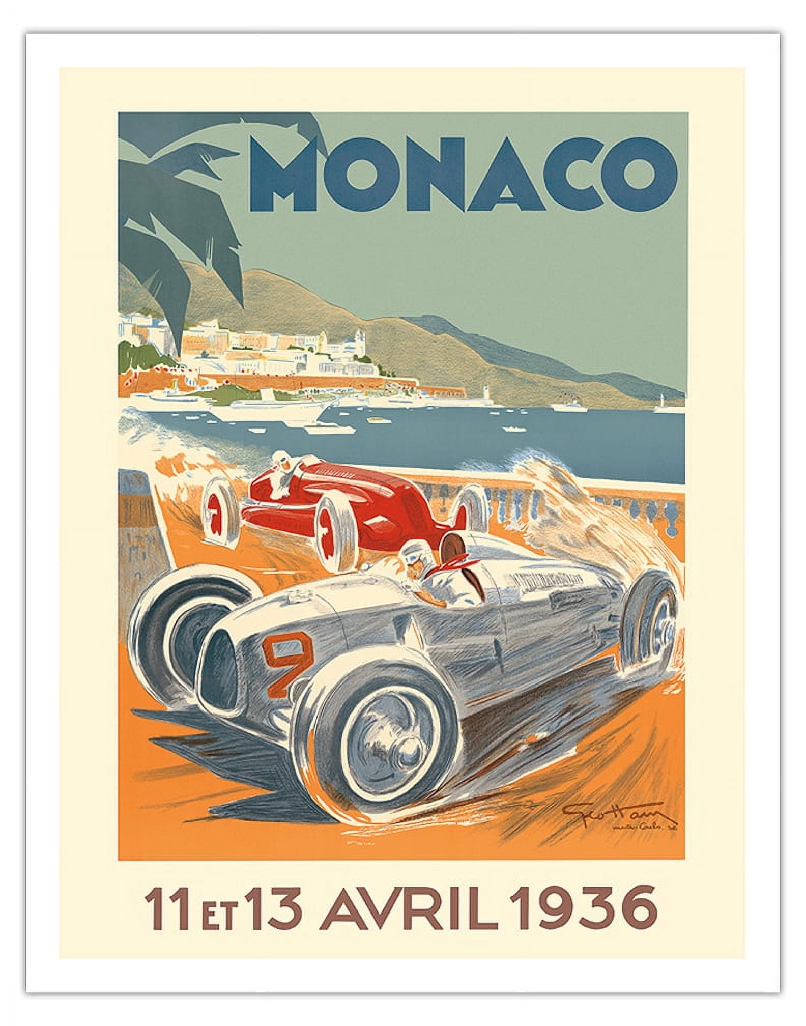 1936 Monaco Grand Prix - Vintage Car Racing Poster by Géo Ham (Georges ...