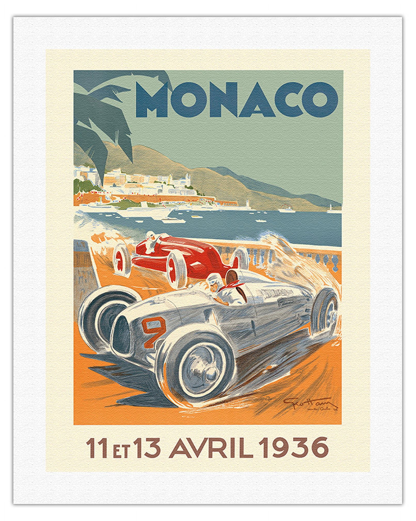 1936 Monaco Grand Prix - Vintage Car Racing Poster by Géo Ham (Georges ...