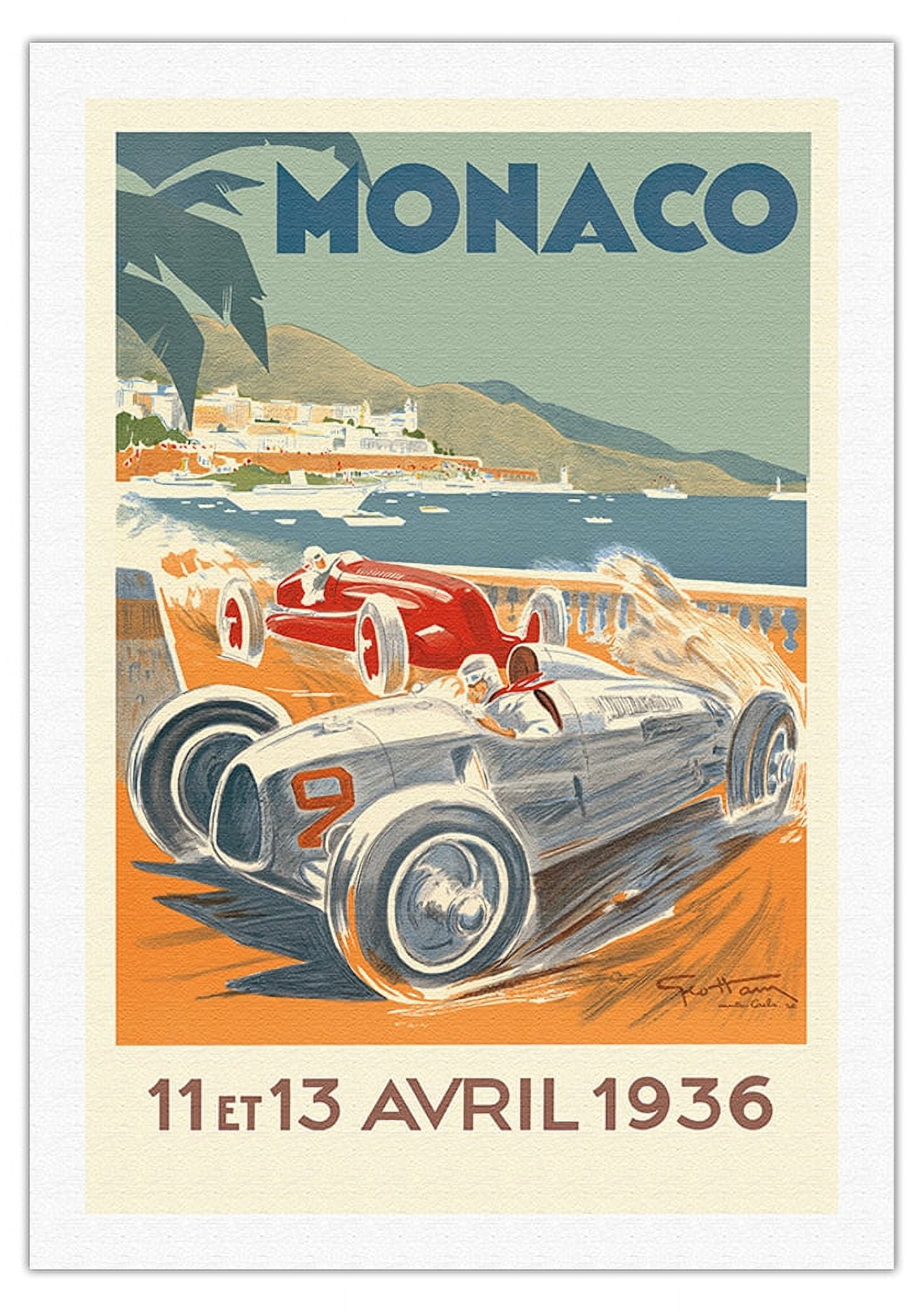 1936 Monaco Grand Prix - Vintage Car Racing Poster by Géo Ham (Georges ...