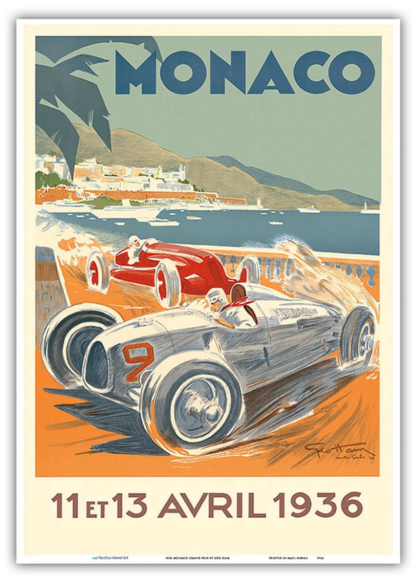 1936 Monaco Grand Prix - Vintage Car Racing Poster by Géo Ham (Georges ...