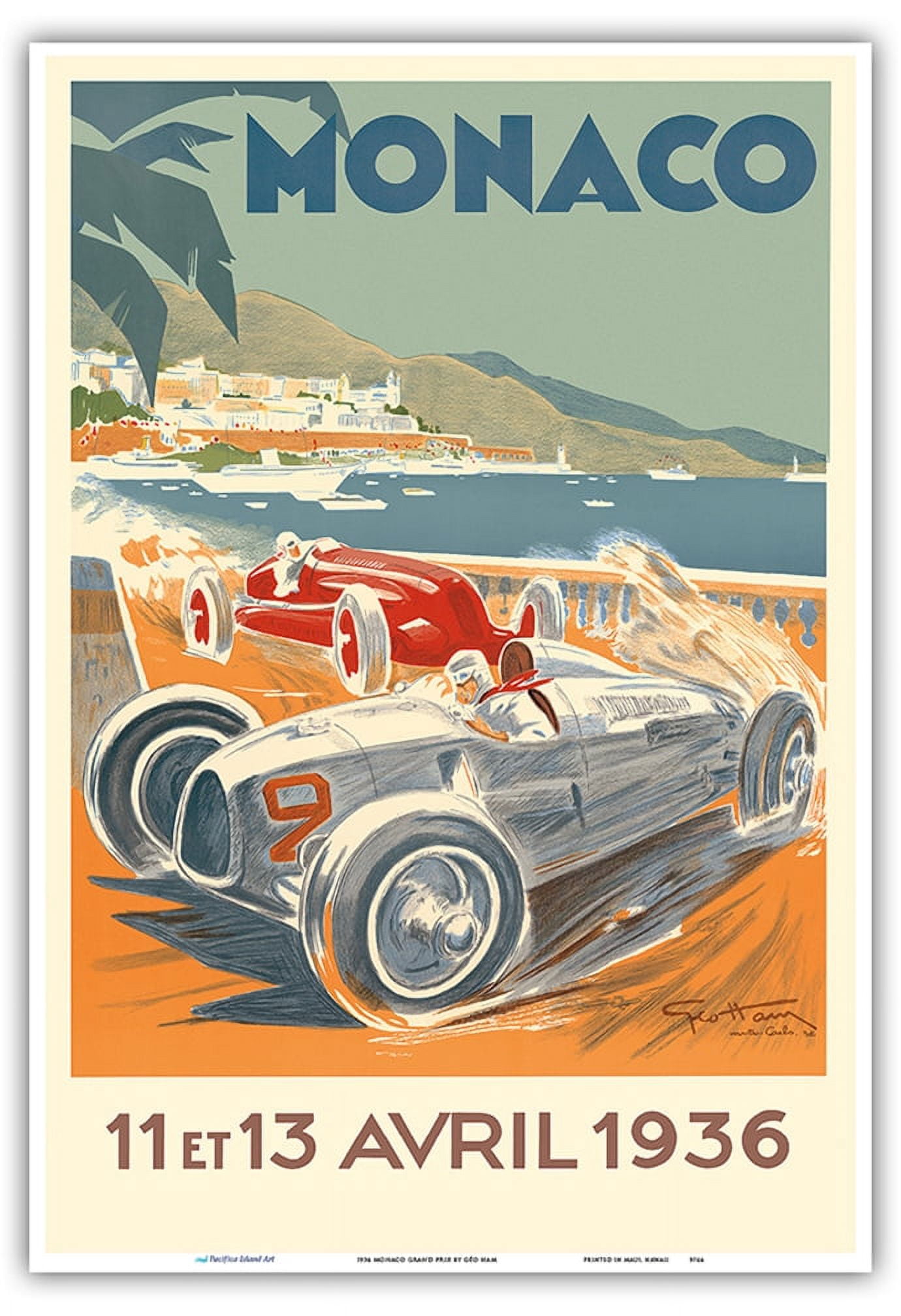 1936 Monaco Grand Prix - Vintage Car Racing Poster by Géo Ham (Georges ...