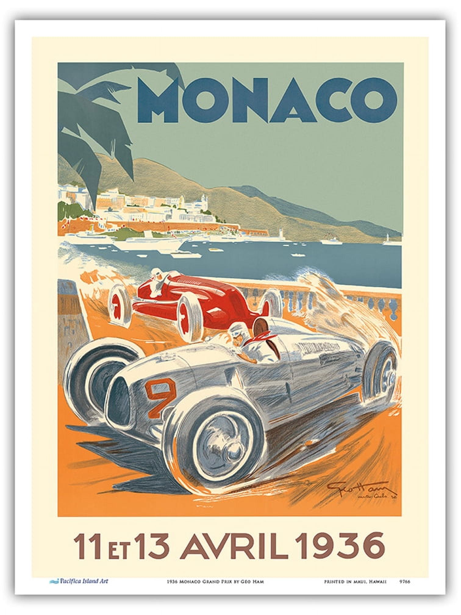 1936 Monaco Grand Prix - Vintage Car Racing Poster by Géo Ham (Georges ...