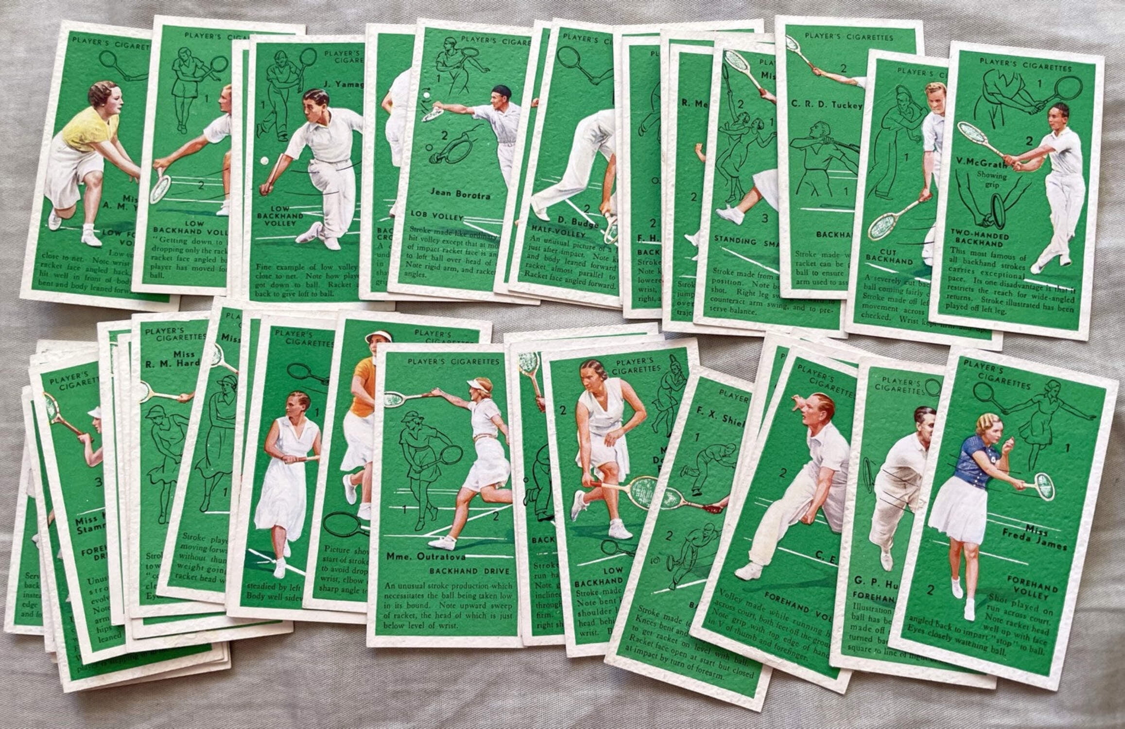 1936 Player Sons complete 50 card tennis set Don Budge Helen Jacobs ...
