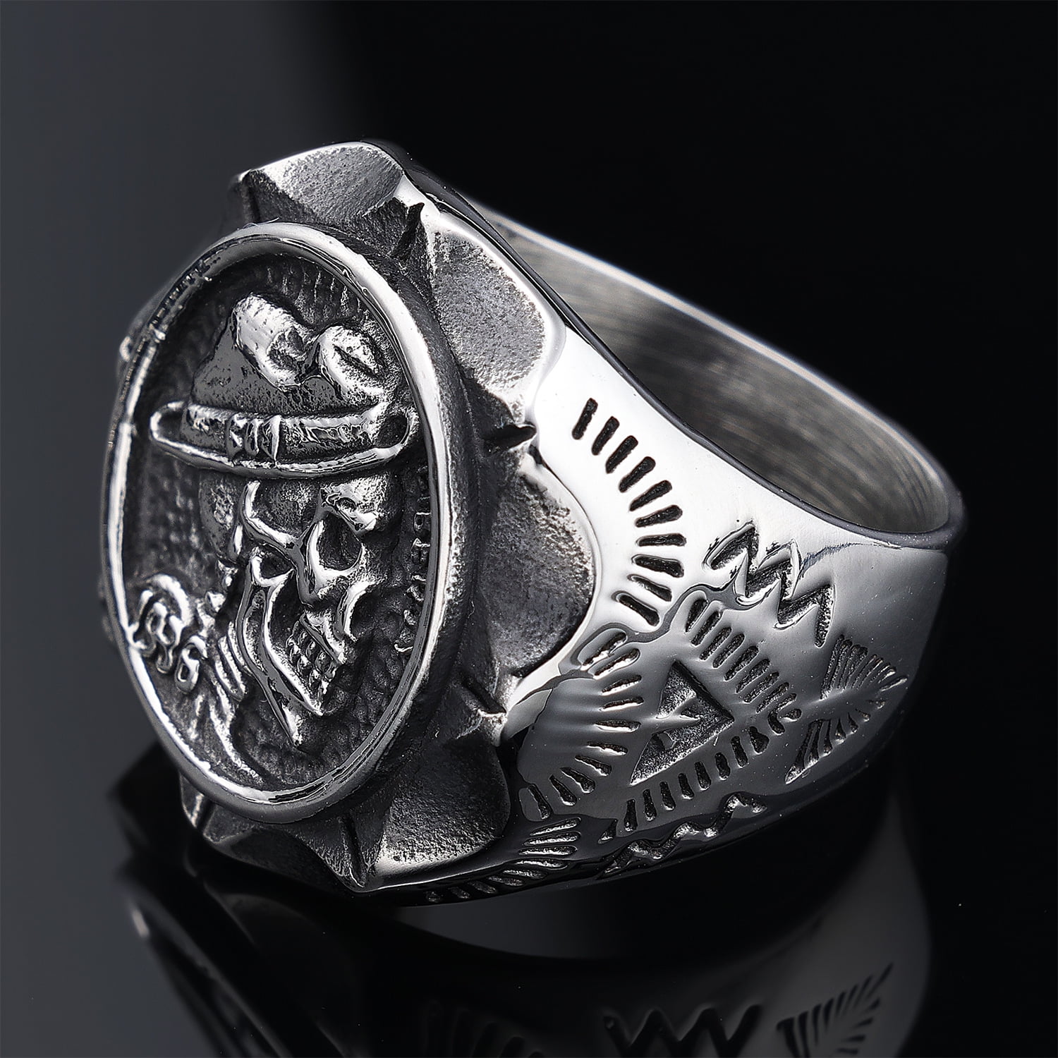 1936 Retro Stylish 14K White Gold Skull Men Rings - Walmart.com