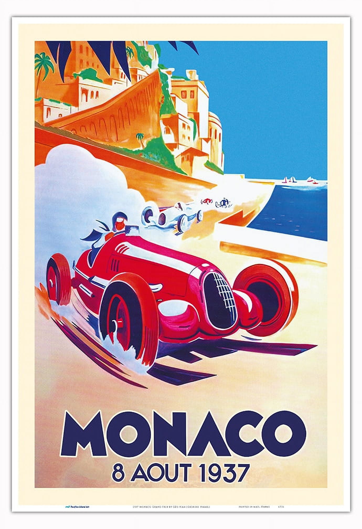 1937 Monaco Grand Prix - Vintage Car Racing Poster by Géo Ham (Georges ...