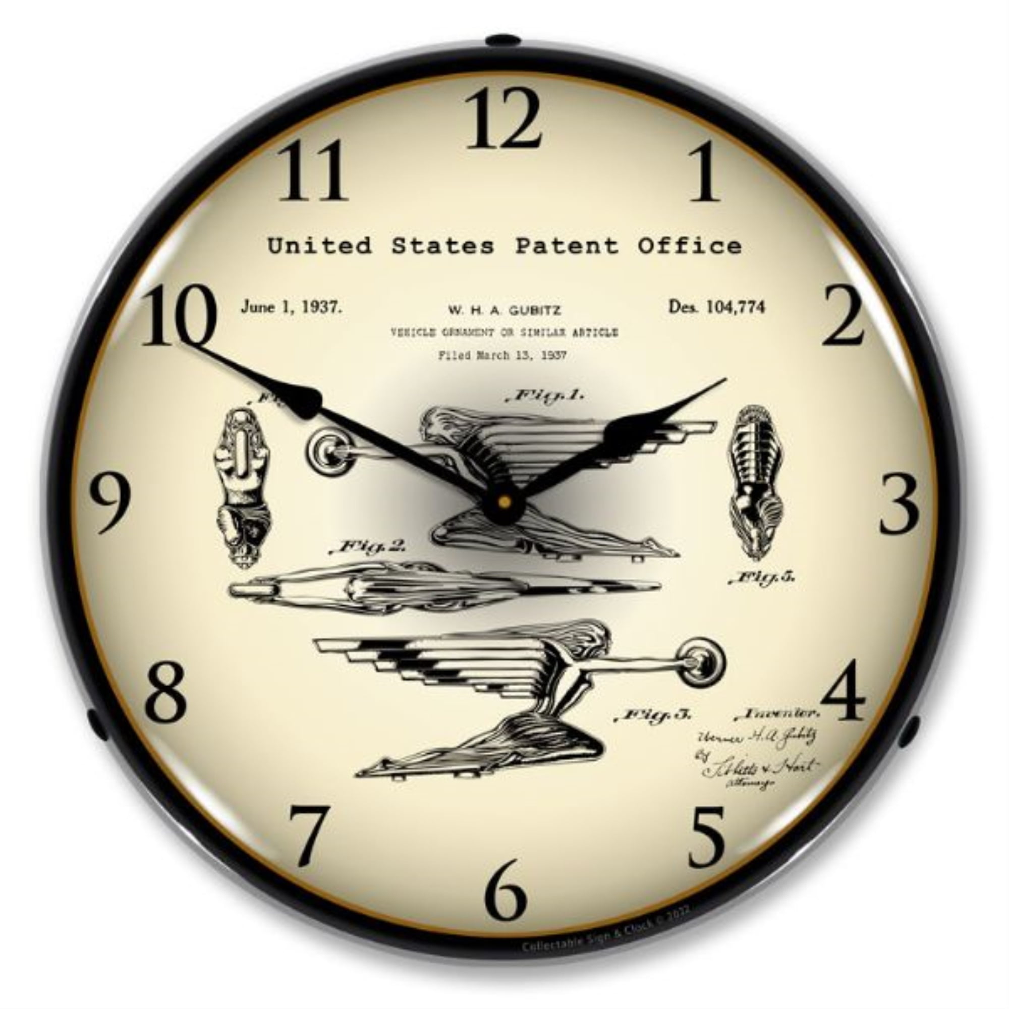 1937 Packard Radiator Cap, Hood Ornament Patent LED Wall Clock, Retro ...
