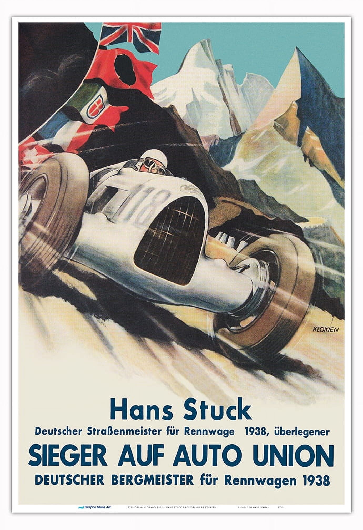 1938 German Grand Prix - Hans Stuck Race Driver - Sieger AUF Auto Union ...