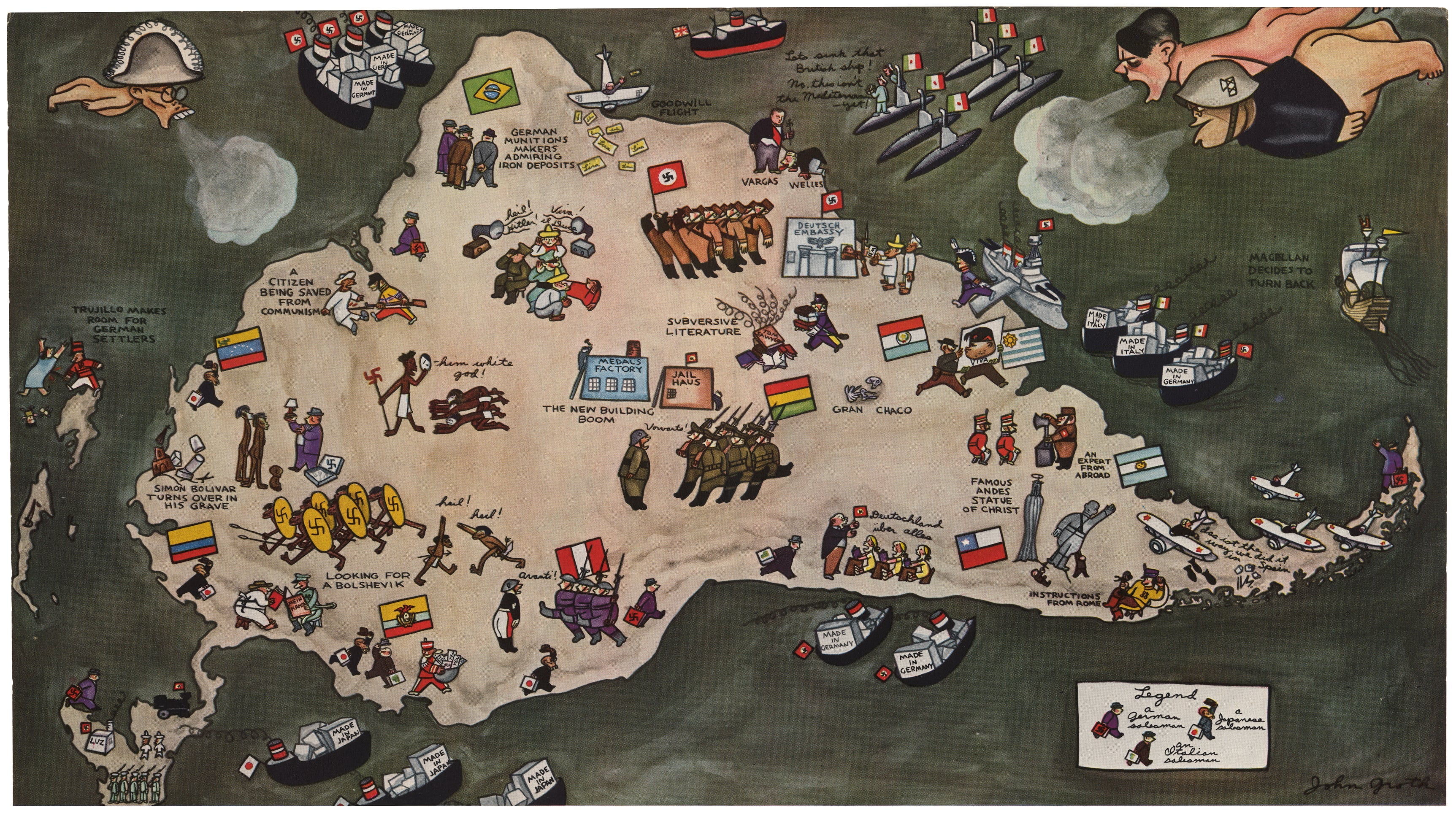 1938 South America Under The Axis or the Heil with the Monroe Doctrine ...