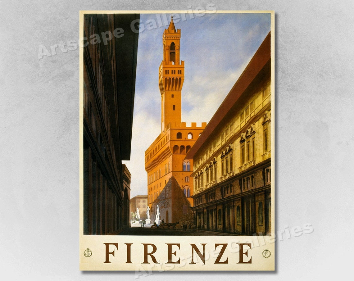 1938 Tower of the Palazzo Vecchio Florence Italy Vintage Travel ...