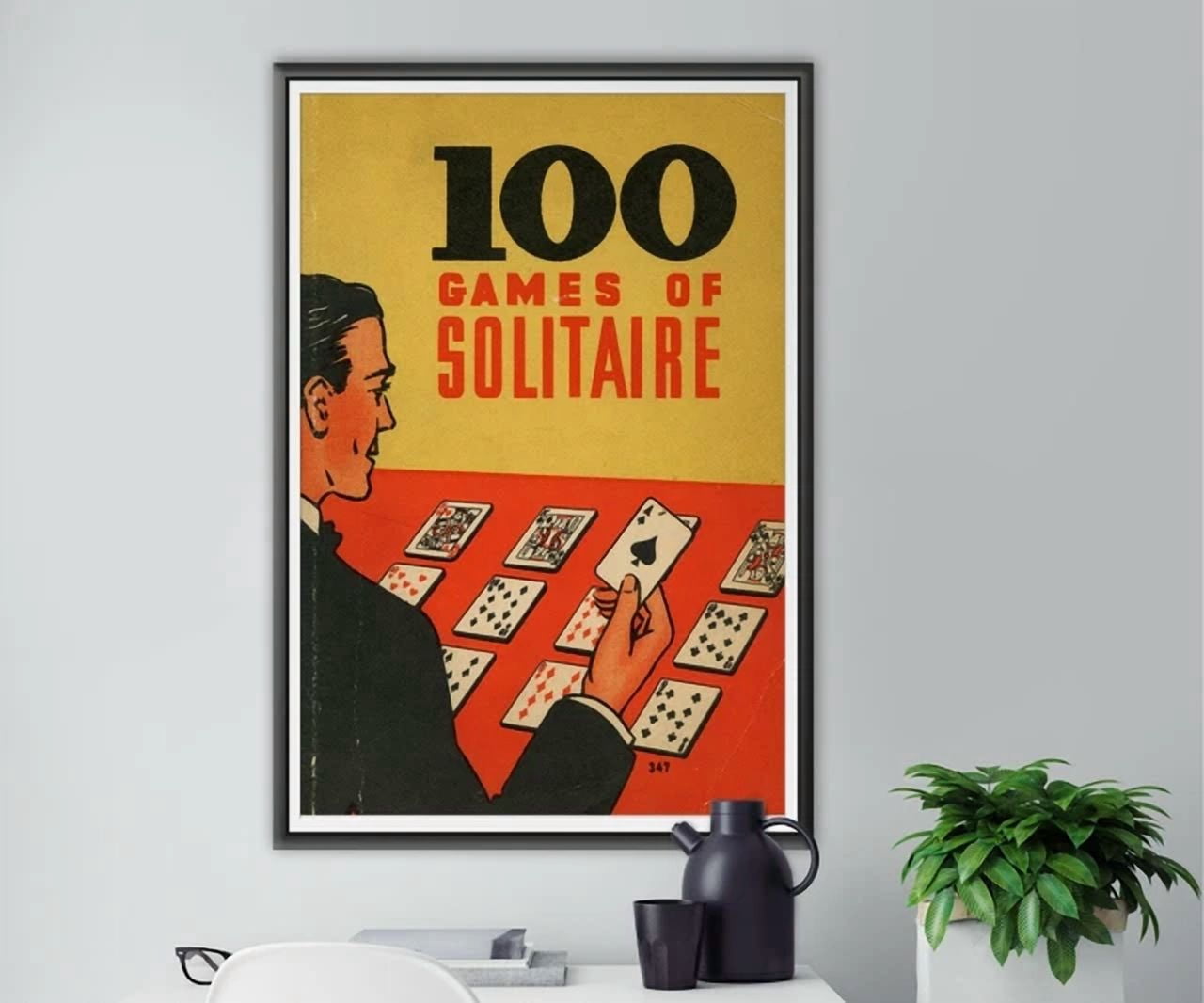 1939 100 Games Of Solitaire Book Poster - Vintage - Patience Art Home ...