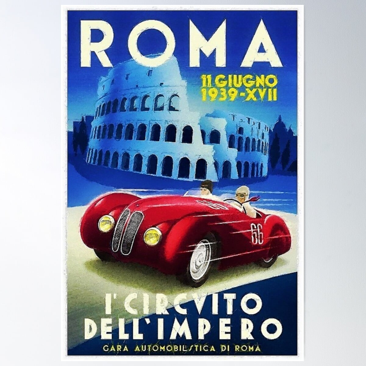 1939 Red Roma Grand Touring Rome Coliseum Grand Prix Racing Sports Car ...