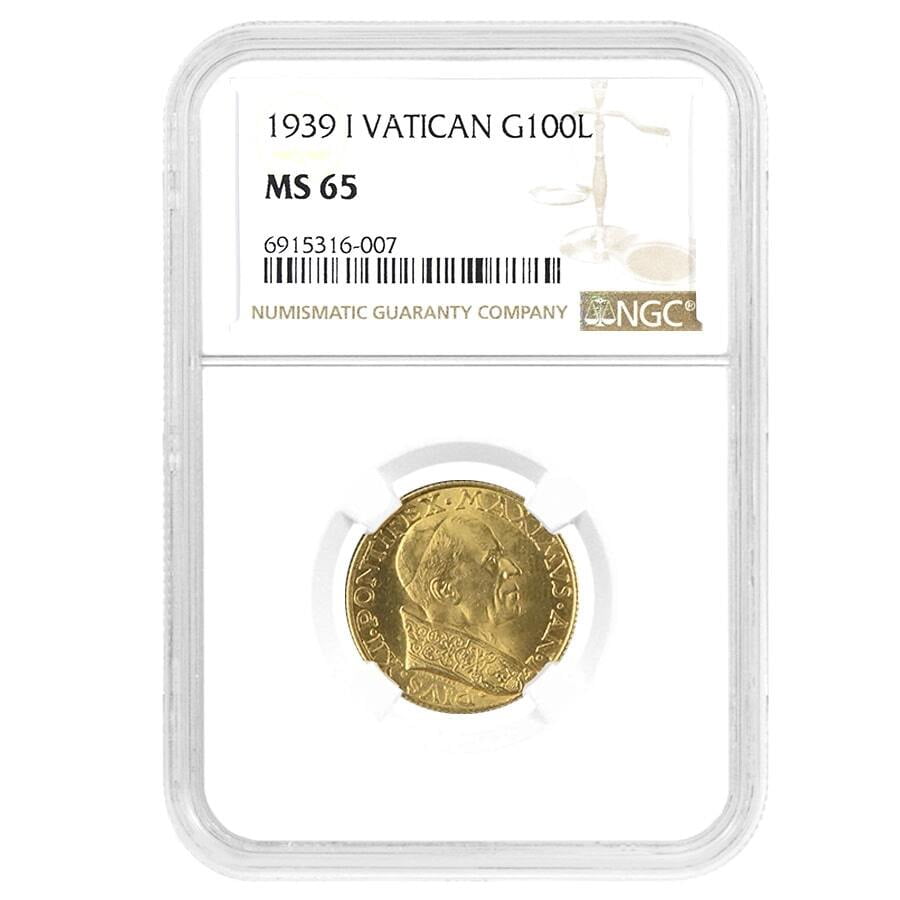 1939 Vatican City Pope Pivs XII 100 Lire Gold Coin NGC MS 65 - Walmart.com