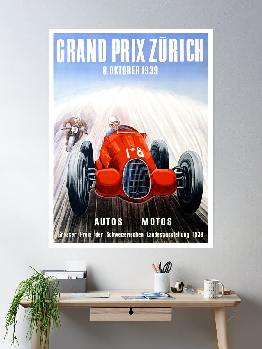 1939 Zurich Grand Prix Racing Poster Poster Wall Art, Modern Wall Decor ...