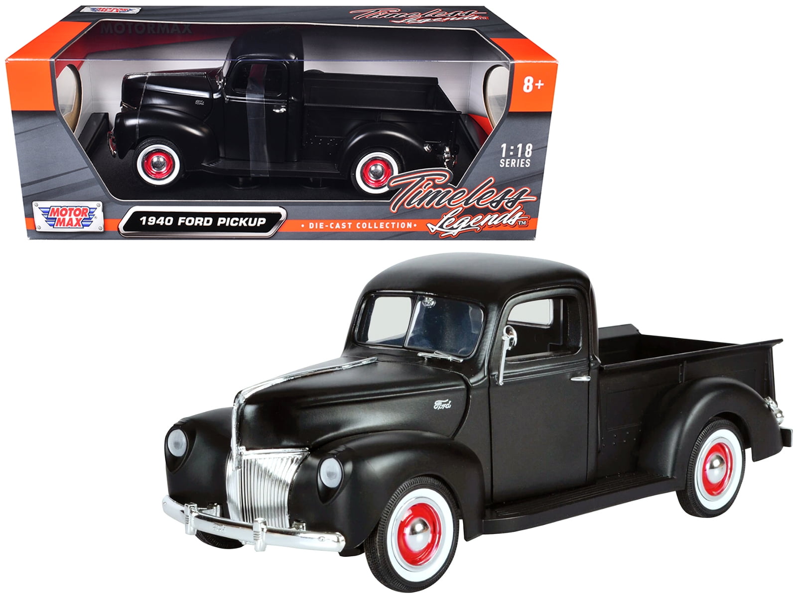 Motormax 1940 Ford Pickup Truck, Matt Black, 1/18 Diecast Model Toy Car ...