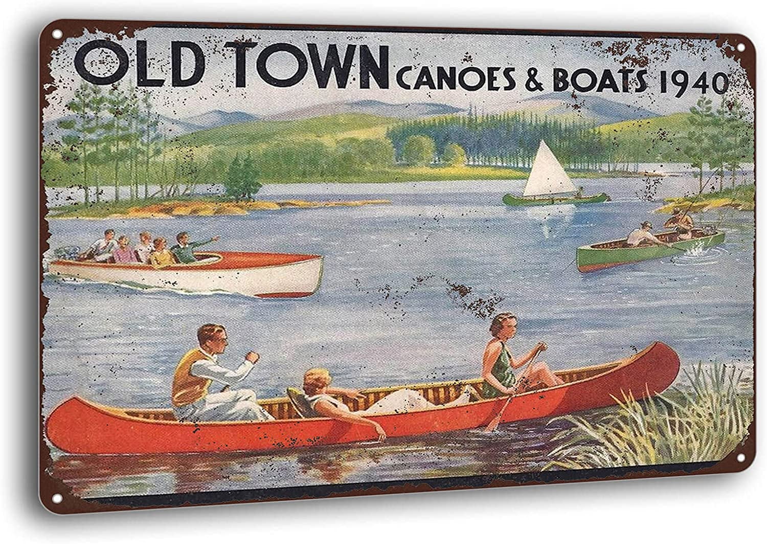 1940 Old Town Canoes & Boats Vintage Metal Tin Sign Wall Decoration ...