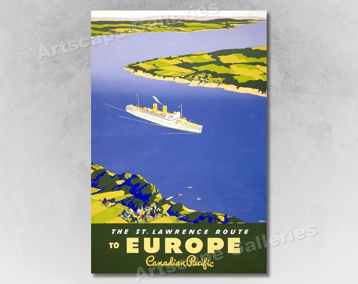 1940 St Lawrence Route to Vintage Style Travel, Stretched Canvas ...