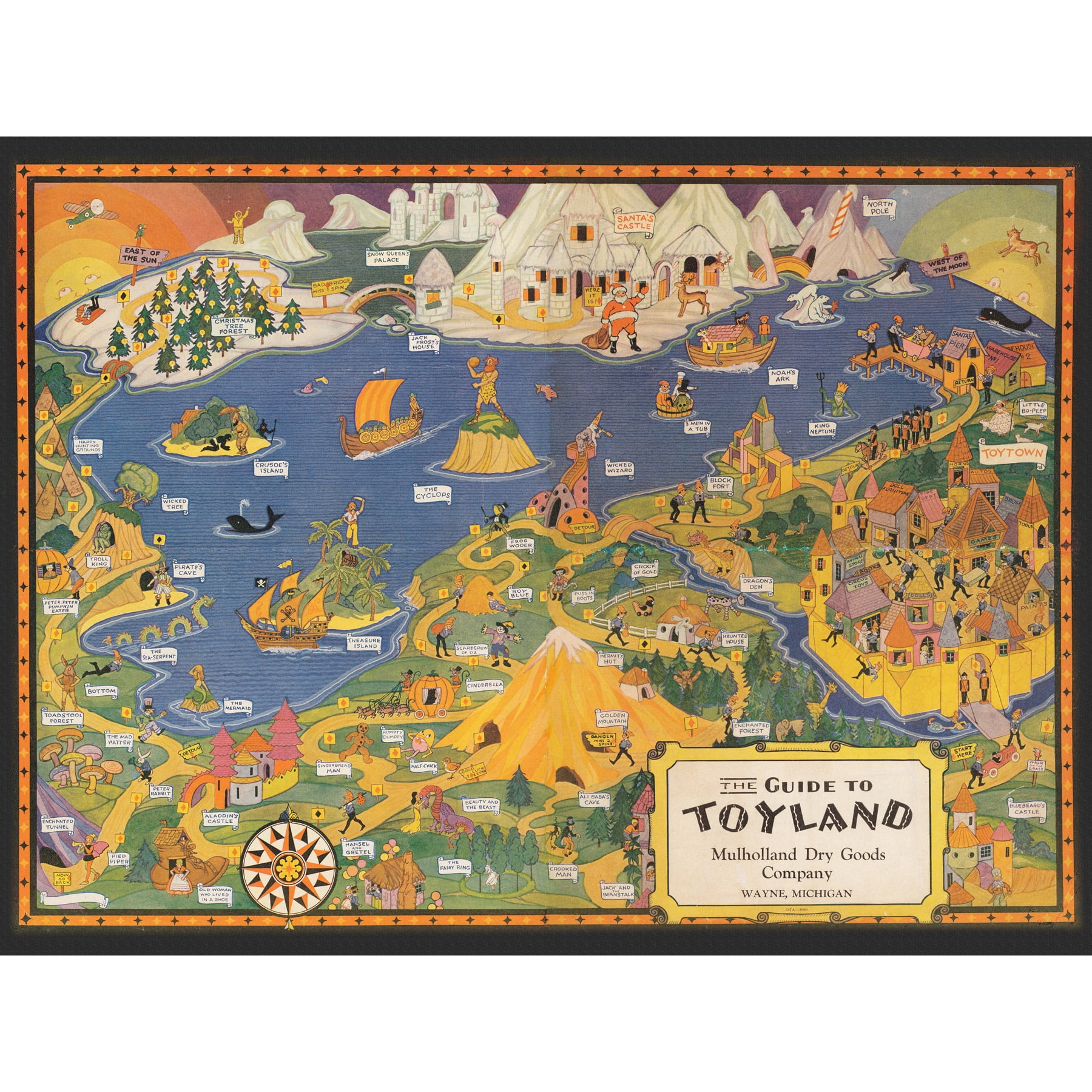 1940 The Guide To Toyland Pictorial Map Extra Large XL Wall Art Poster ...