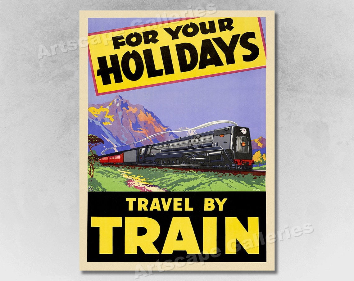 1940 Travel By Train Vintage Style Railroad Travel, Unframed Poster ...